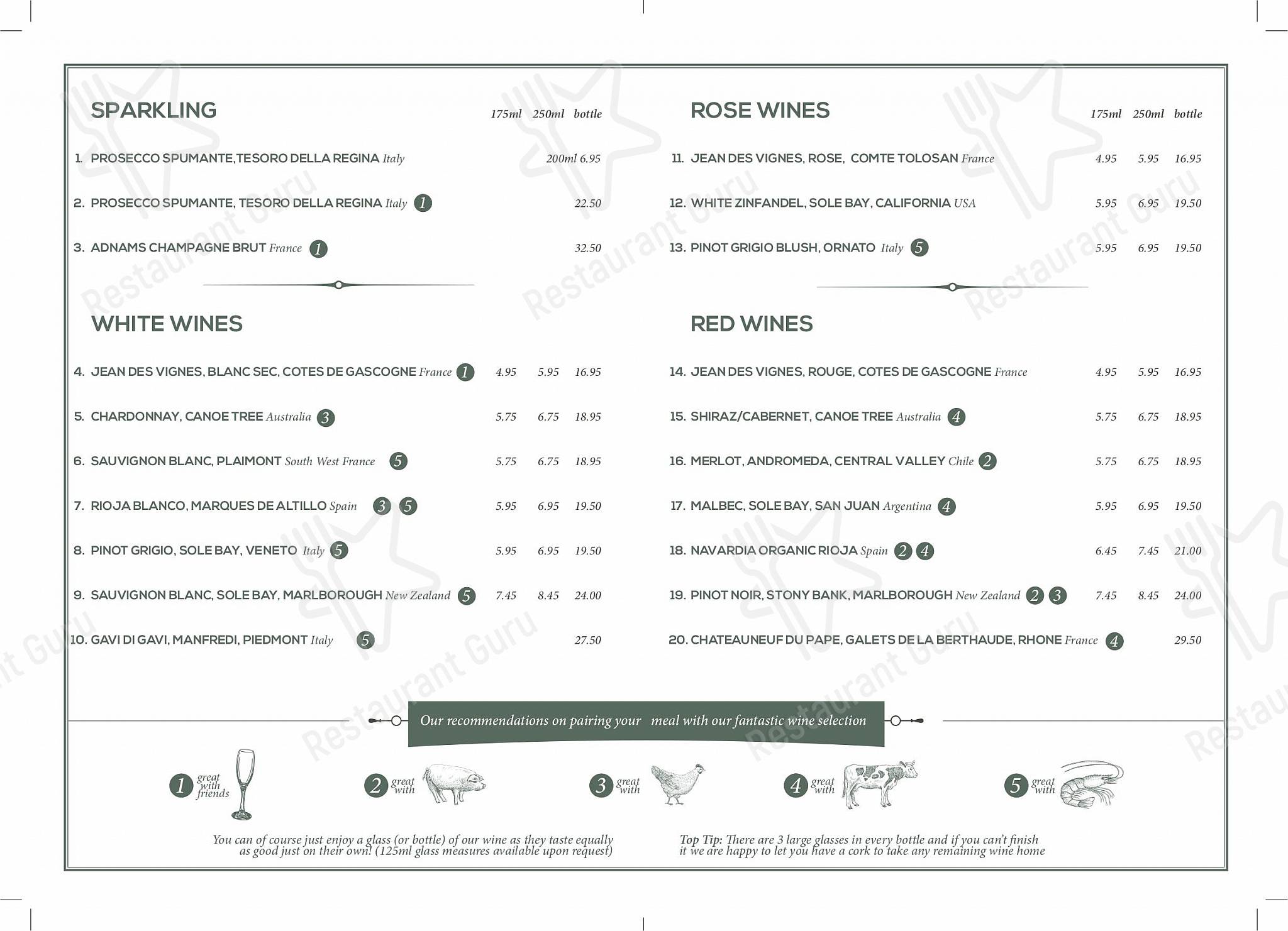 Menu at The Wilford Bridge pub & bar, Woodbridge