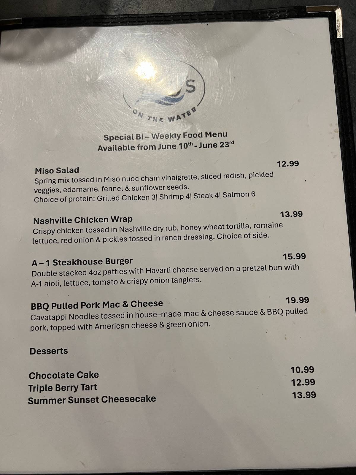 Menu at Willy's on the Water pub & bar, Big Lake