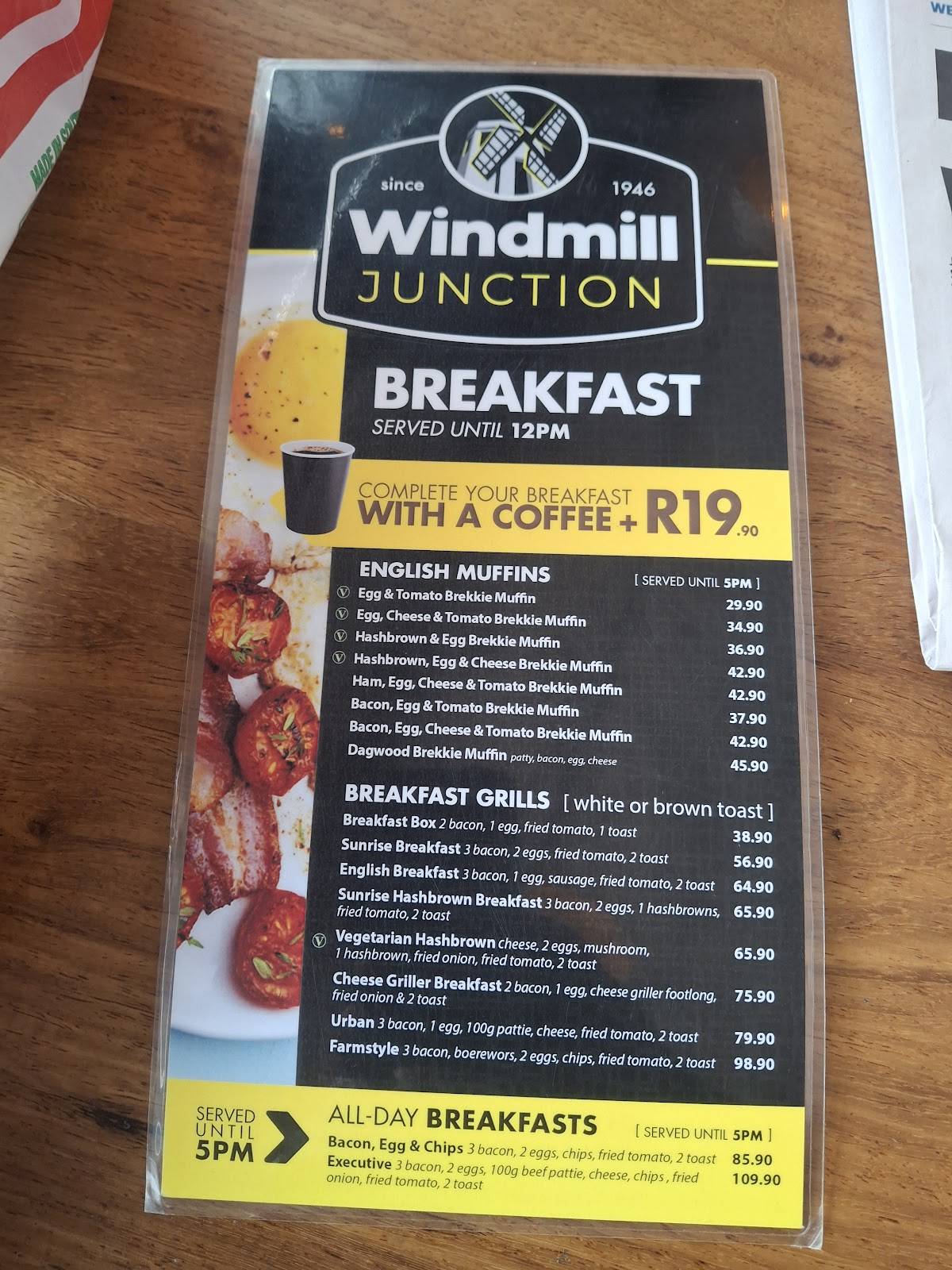Menu at Windmill Junction Beacon Bay restaurant, East London