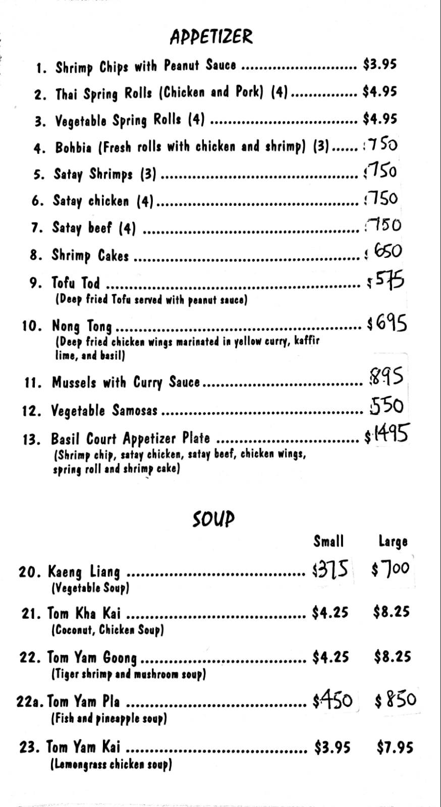Menu at Basil Court Restaurant, Windsor