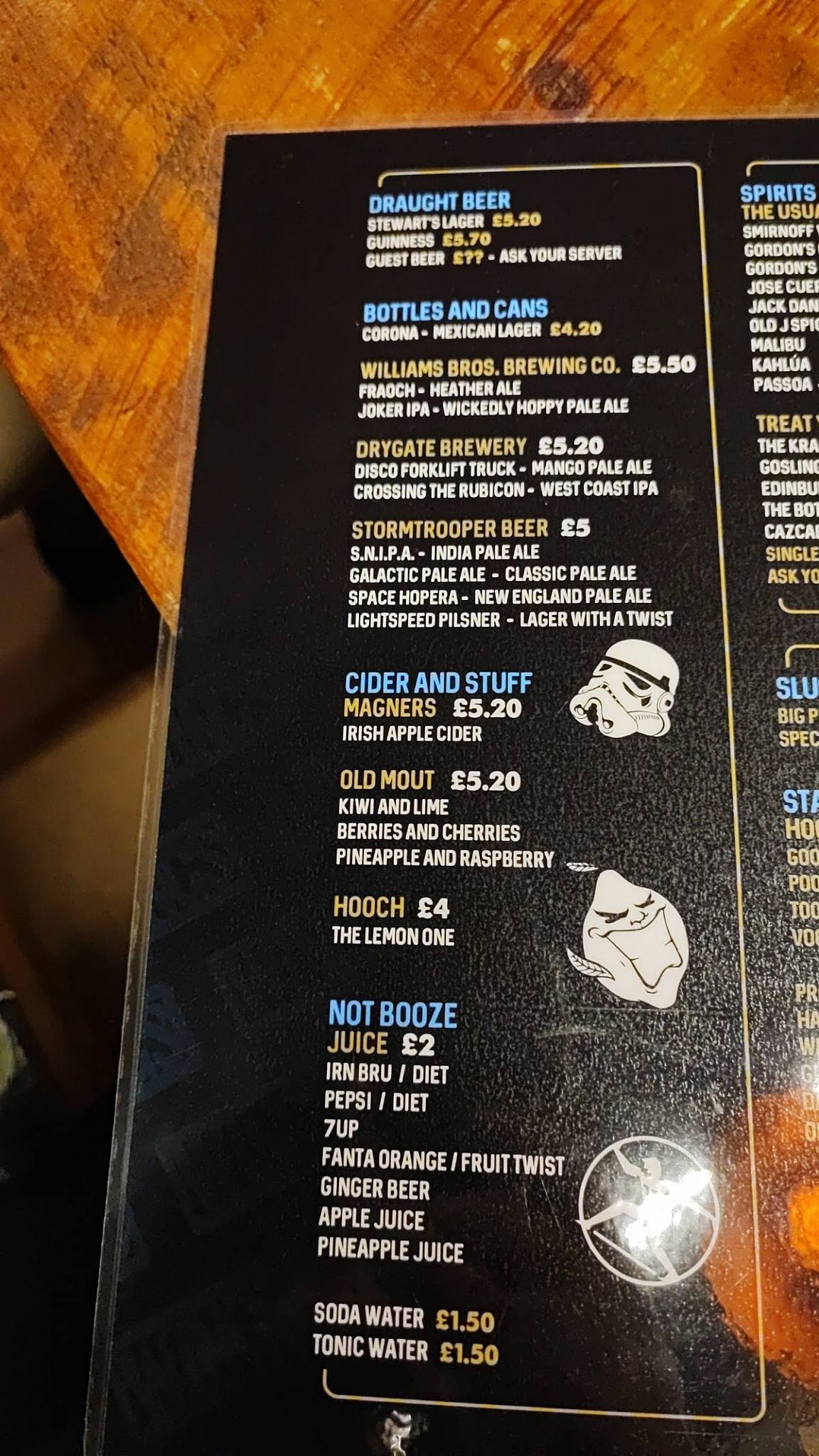 Menu at Wings restaurant, Edinburgh, 5 - 7 Old Fishmarket Cl