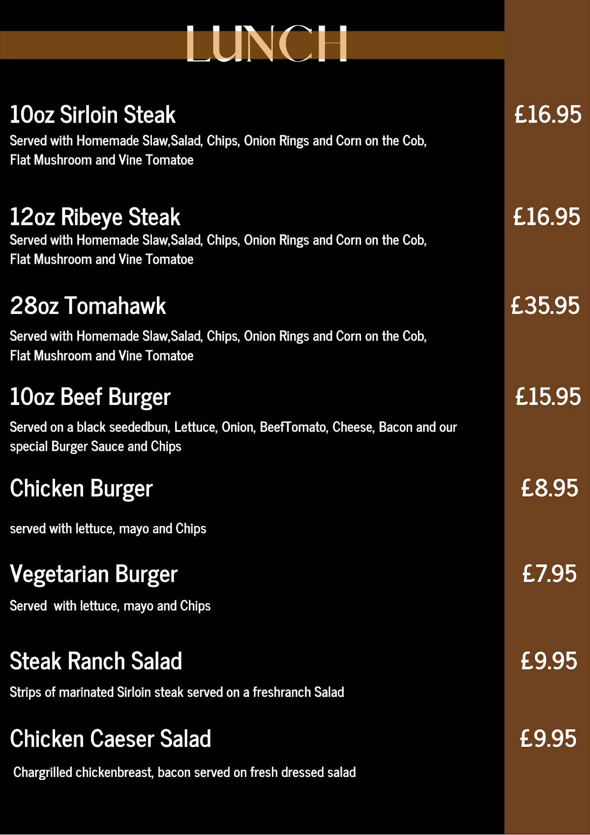 Menu at Blues Restaurant & Bar, Wisbech