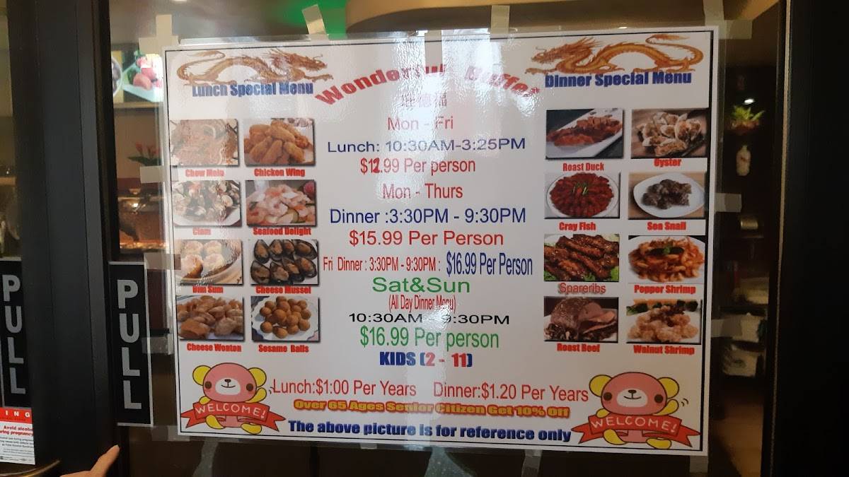 Menu at Wonderful Buffet restaurant, Bellingham