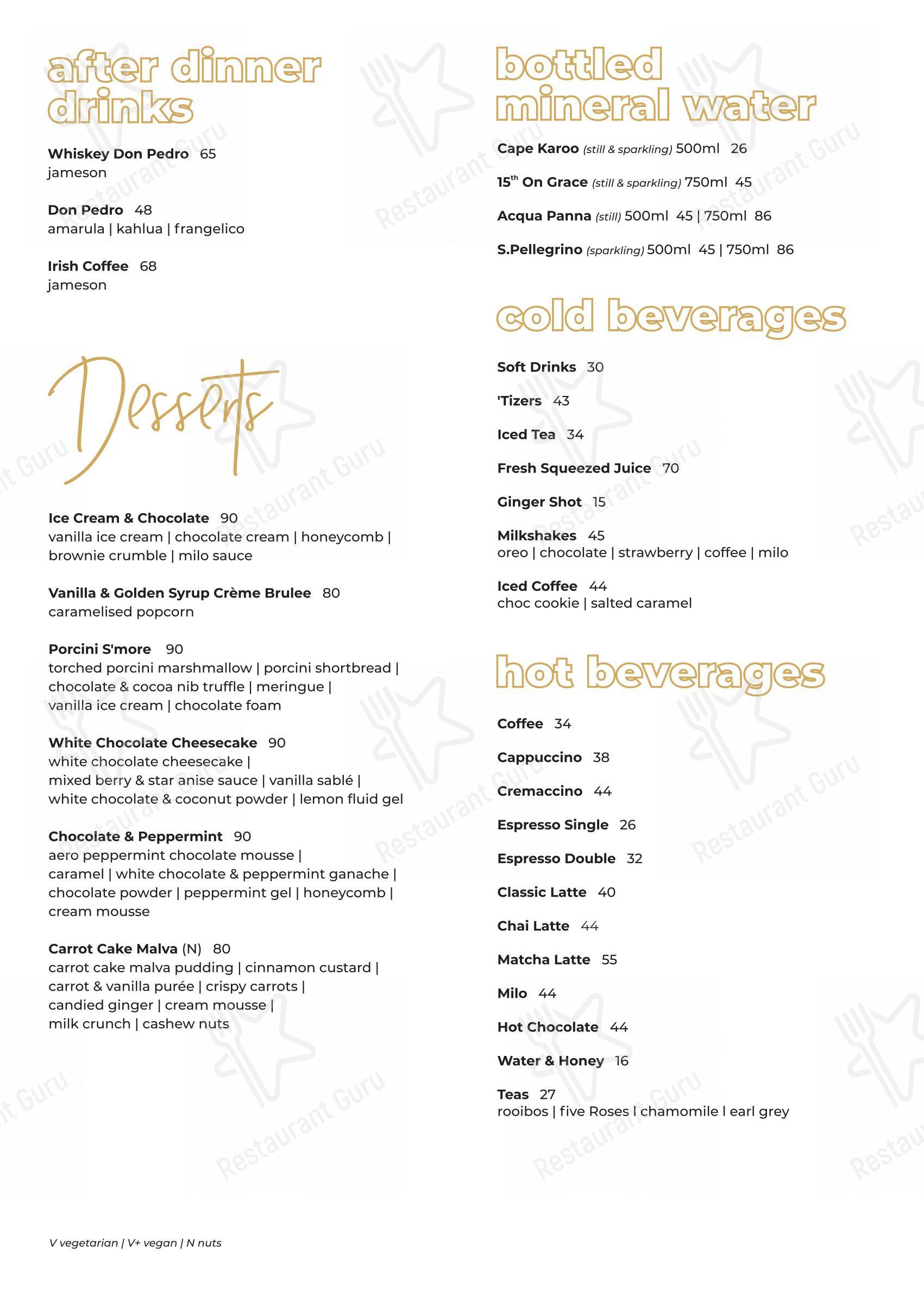 Menu at Wood & Fire restaurant, Pretoria, Veale St