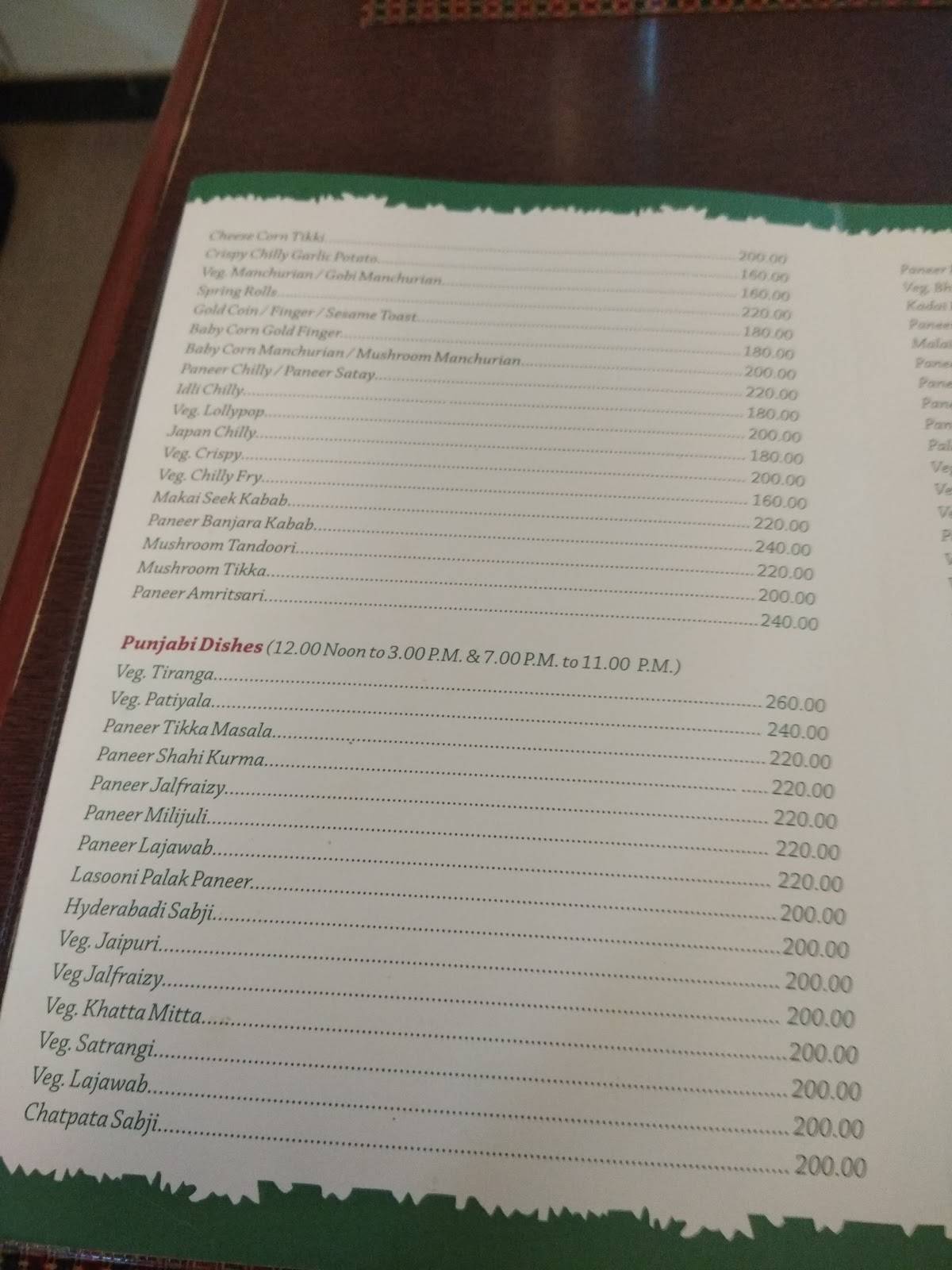 Menu at Woodland Retreat, Thane, Plot No 2