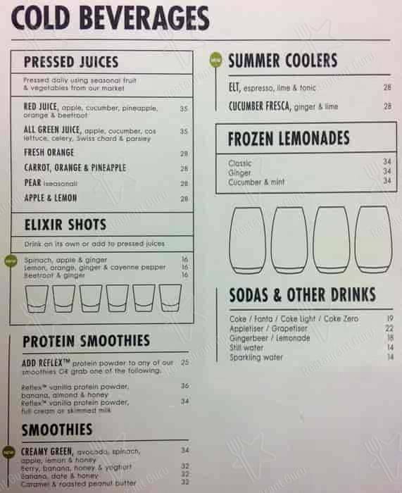 Menu at Woolworths Now Now restaurant, Cape Town, 204 Esplanade Rd