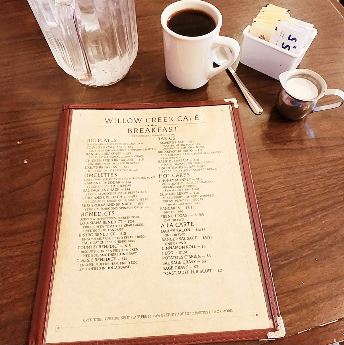 Menu at Woolzie's Willow Creek Cafe & Supper Club, Willow Creek