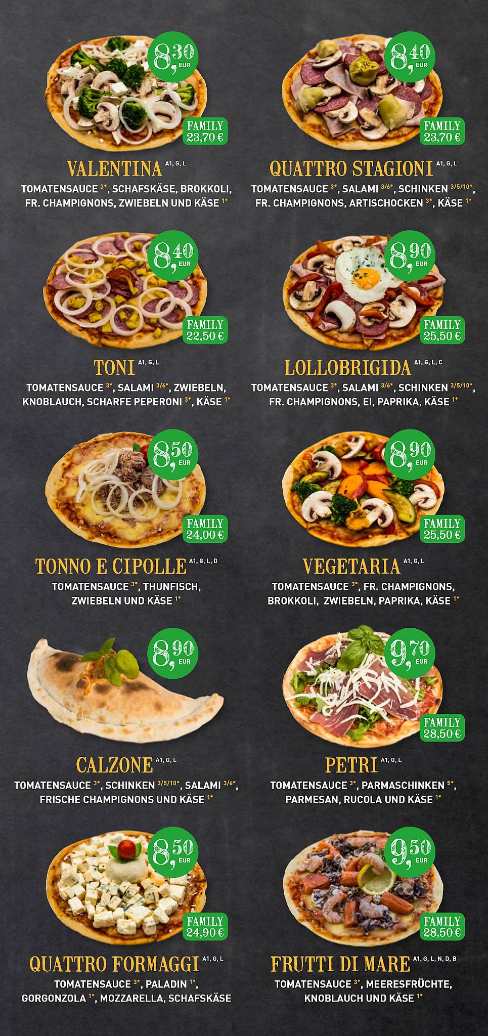 Speisekarte von Big Five Pizza Worms, Worms