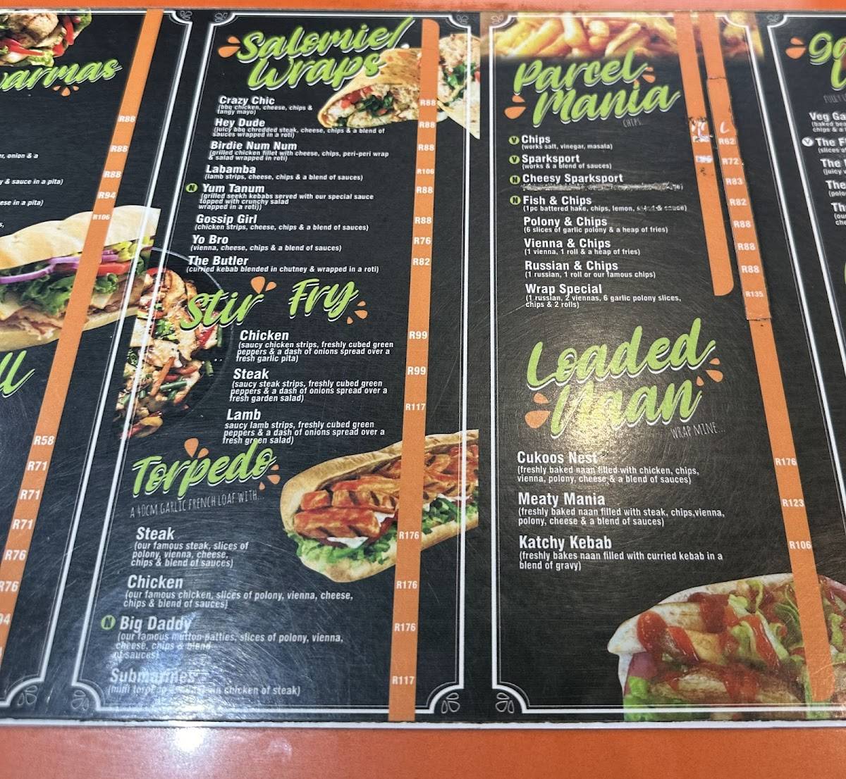 Menu at Wrap It Up Café Harrismith restaurant, Harrismith