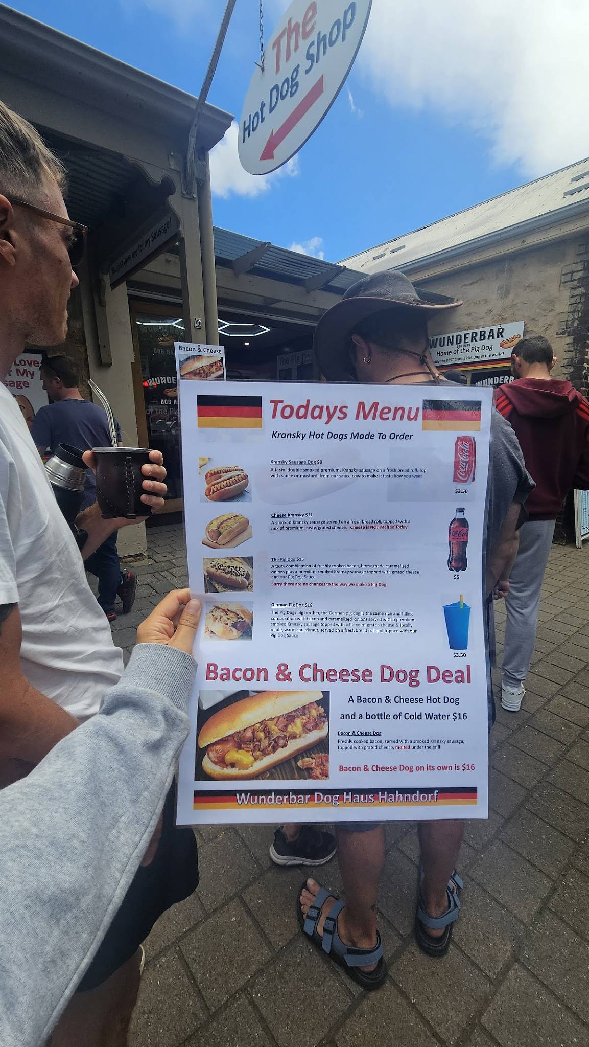 Menu at Wunderbar Dog Haus, Hahndorf, At the front of the Manna Motel