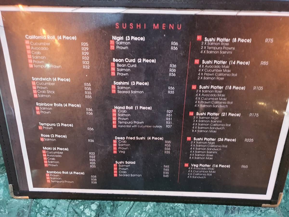 Menu at Xing Ye Chinese Restaurant and Sushi, Dolphin Coast