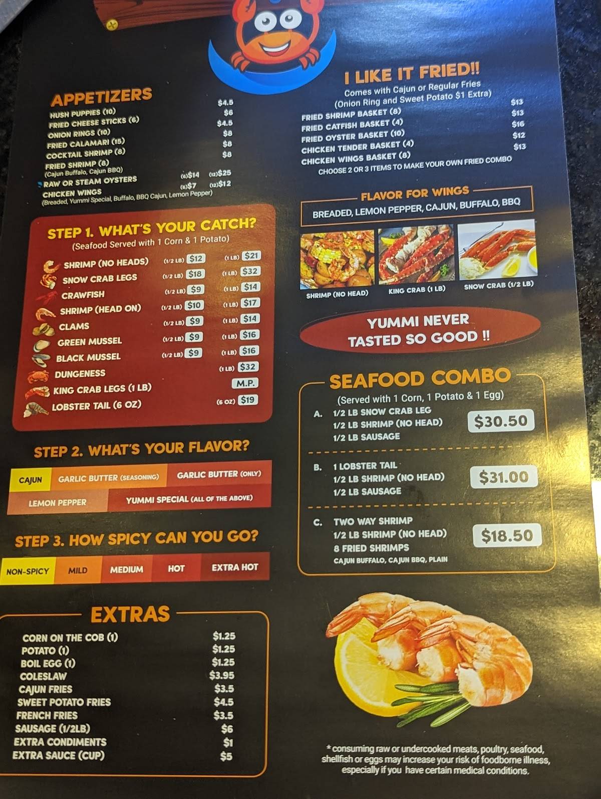 Menu at YUMMI CRAB restaurant, Gladstone