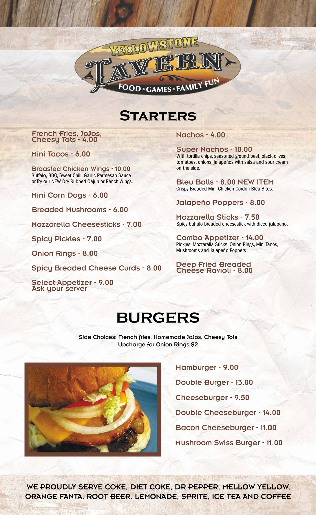Menu at Yellowstone Tavern pub & bar, Miles City