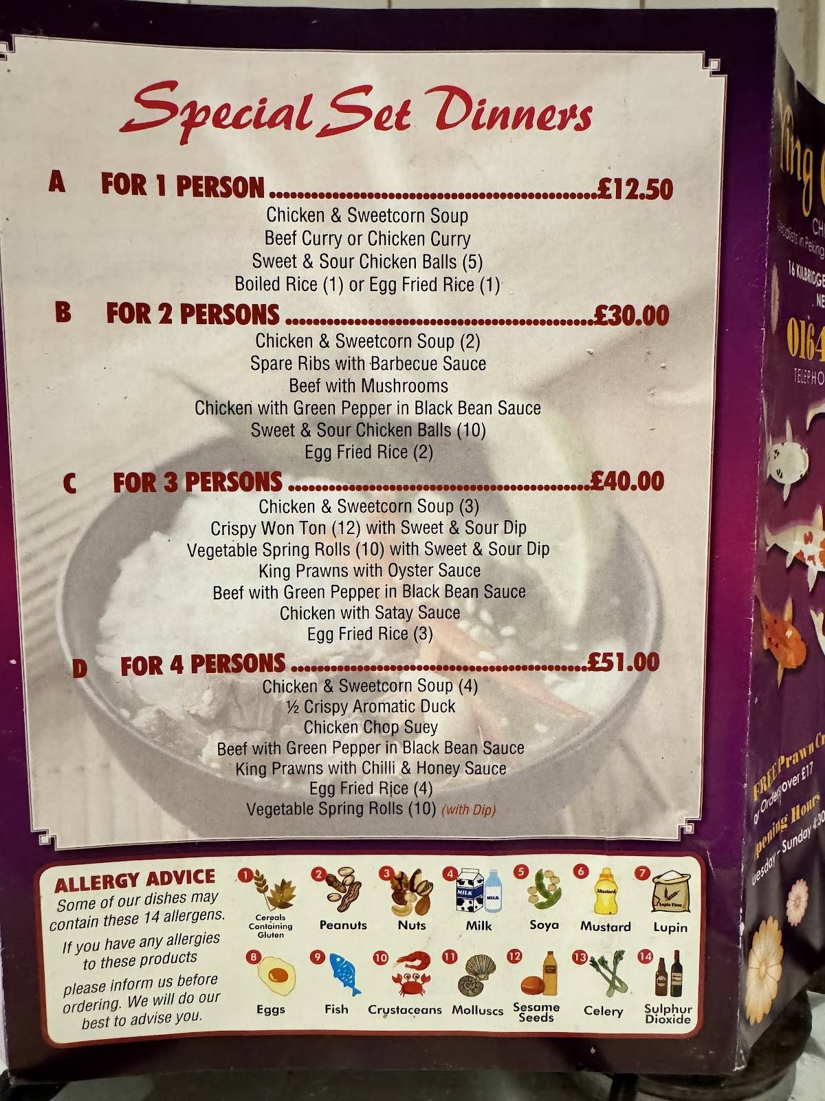 Menu at Ying Can Cook restaurant, Redcar
