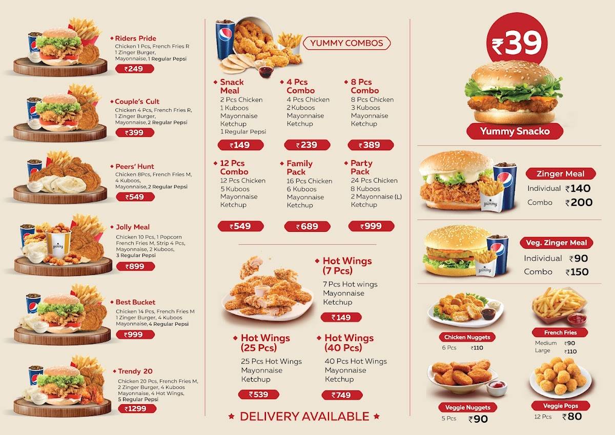 Menu at Yummy Fried Chicken Ulliyeri, Ulliyeri