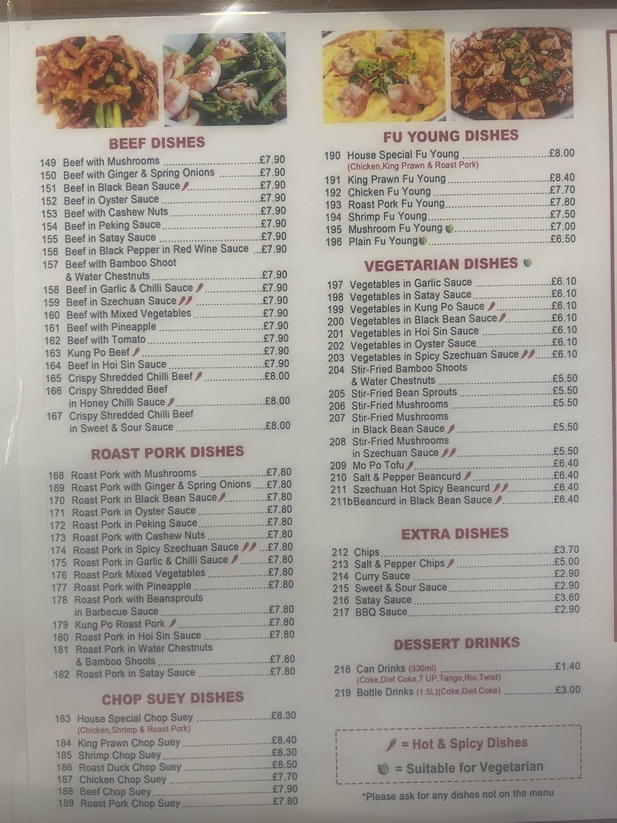 Menu at Yummy Garden restaurant, Cheltenham