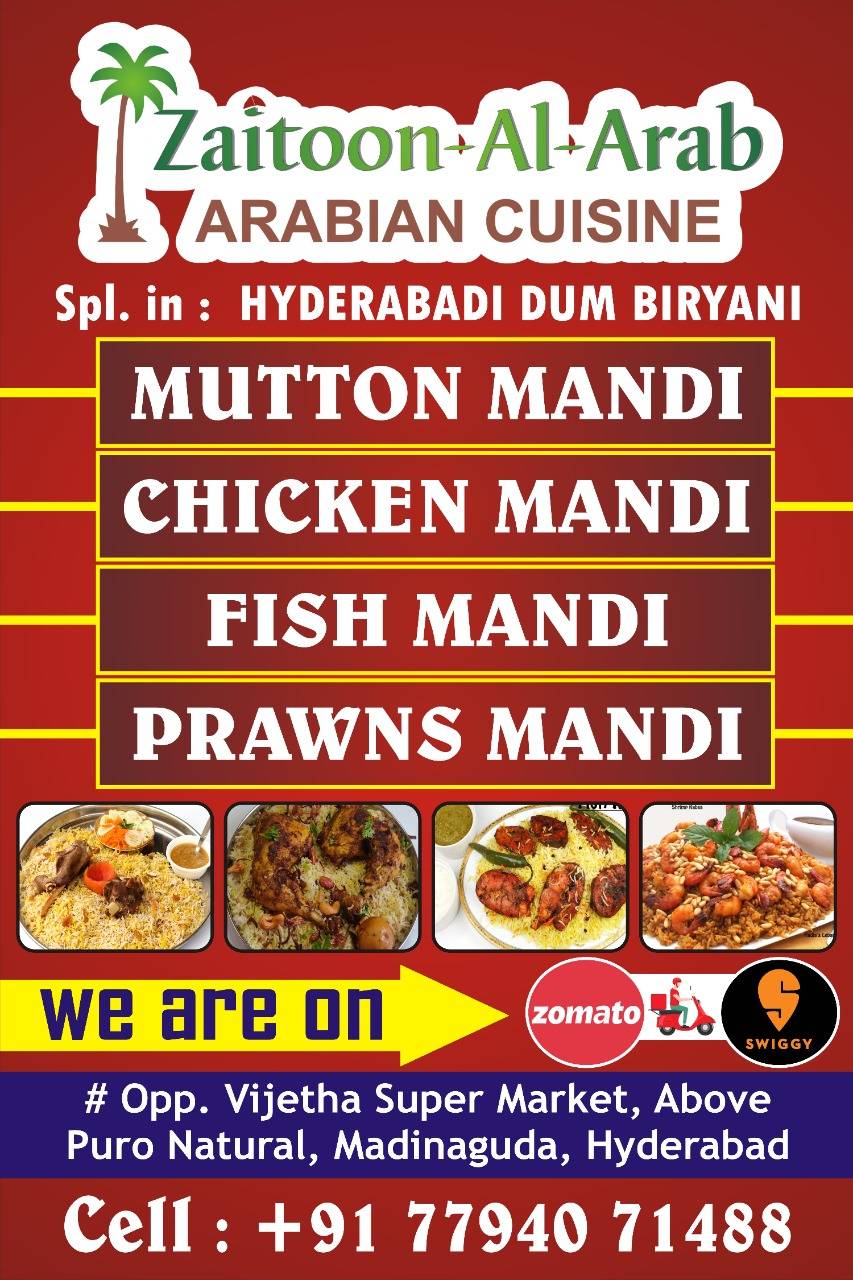 Menu at ZAITOON-AL-ARAB.arabian cusine, India