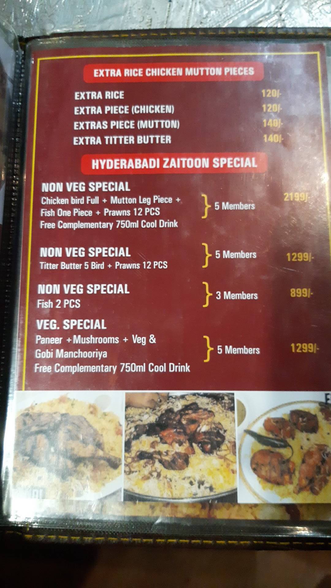 Menu at ZAITOON-AL-ARAB.arabian cusine, India