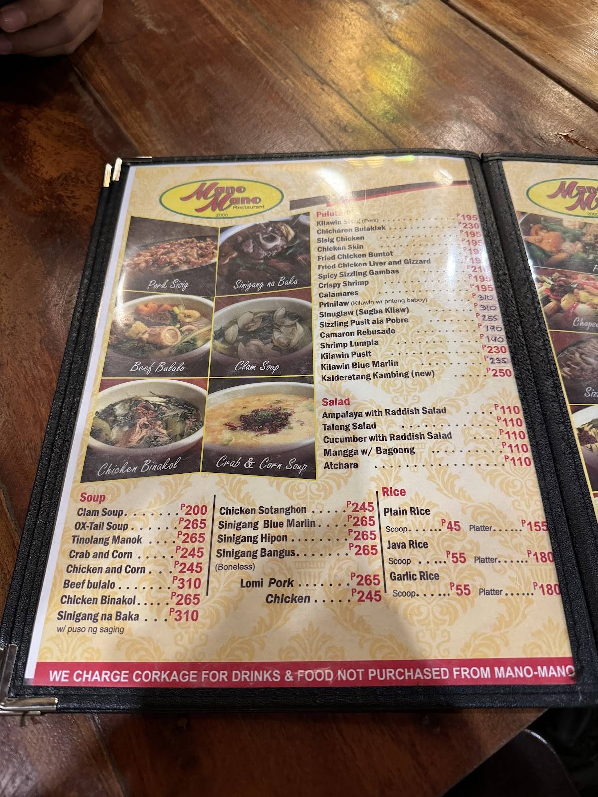 Menu at Mano-Mano na Greenfields restaurant, Zamboanga