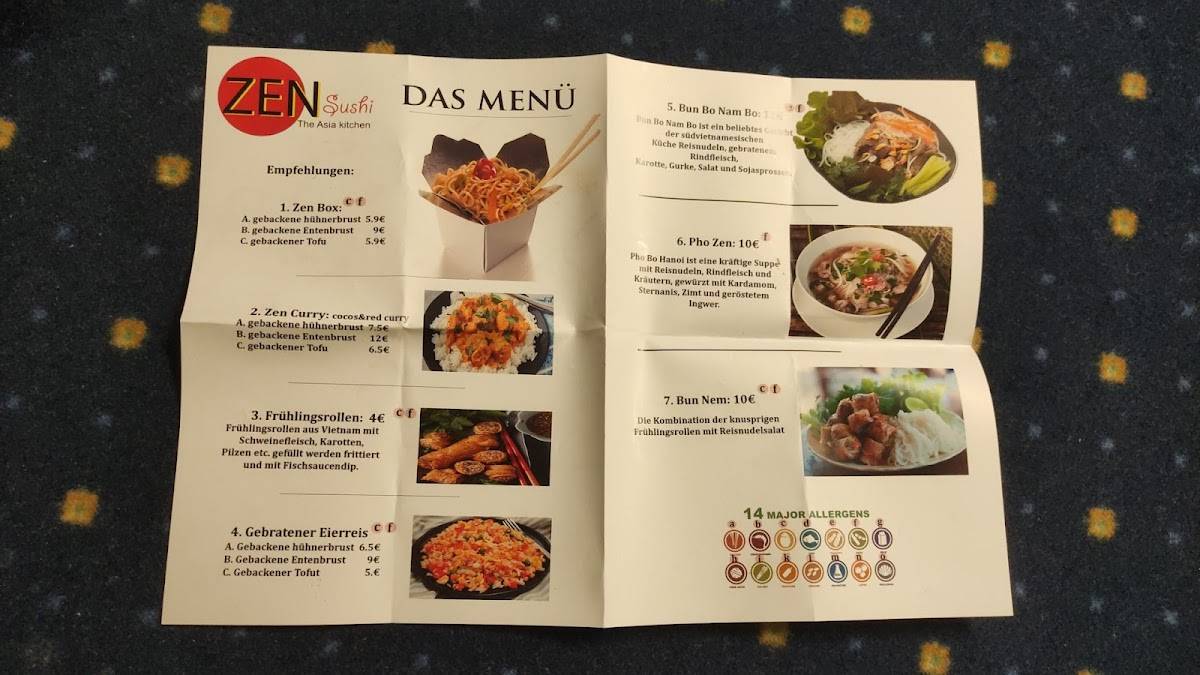 Menu at Zen Sushi The Asia Kitchen restaurant, Reutlingen