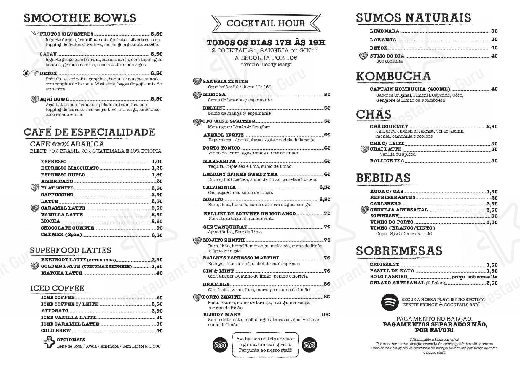 Menu em Zenith Brunch & Cocktails - Norteshopping restaurante, Senhora ...