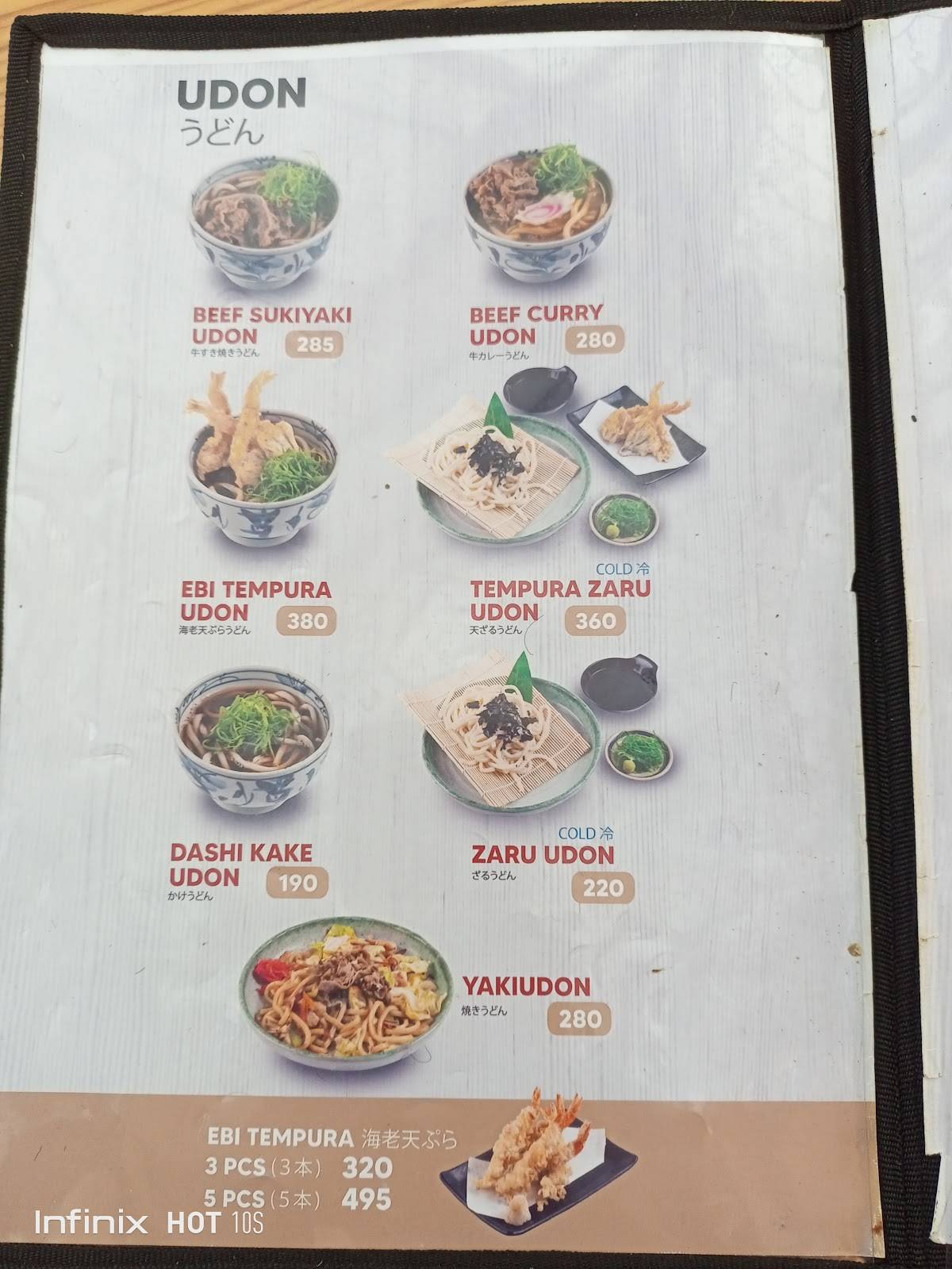 Menu at Zenzen Japanese Food Hall and Cafe, Alfonso