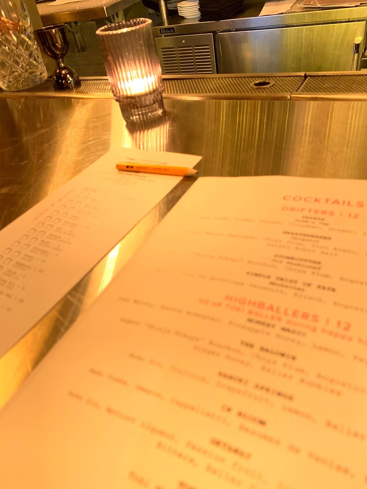 Menu at Zeppelin restaurant, Washington