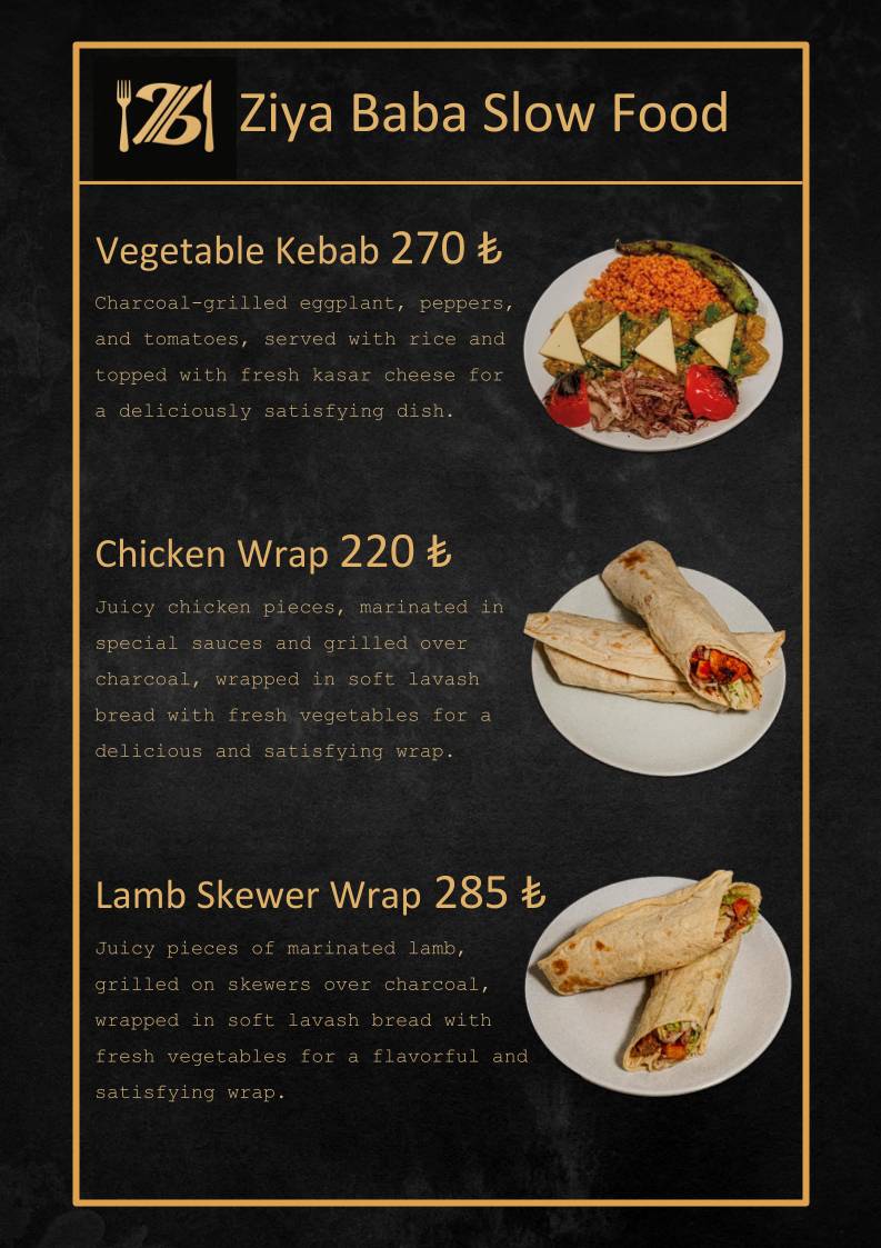Menu at Ziya Baba Türk Mutfağı Slow food & Anatolian Breakfast ...