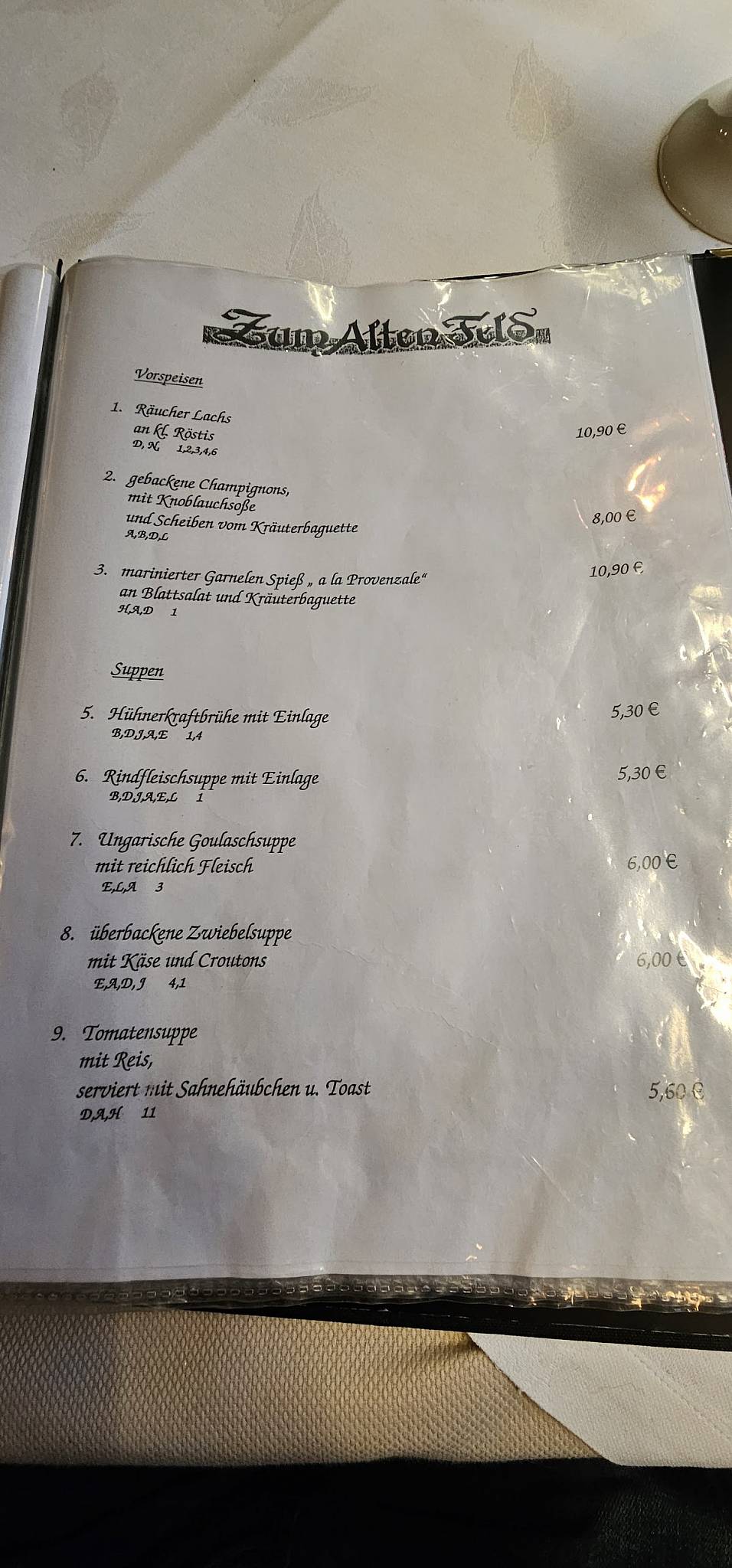 Speisekarte von Zum alten Feld restaurant, Selm