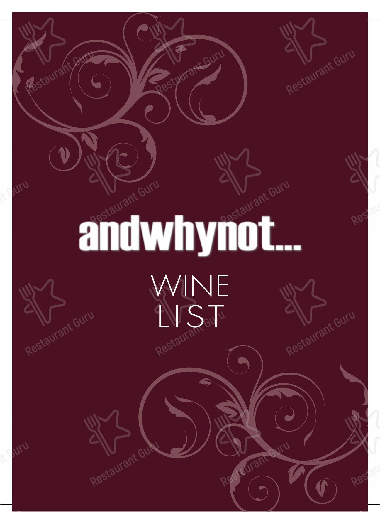 Menu at andwhynot pub & bar, Mansfield