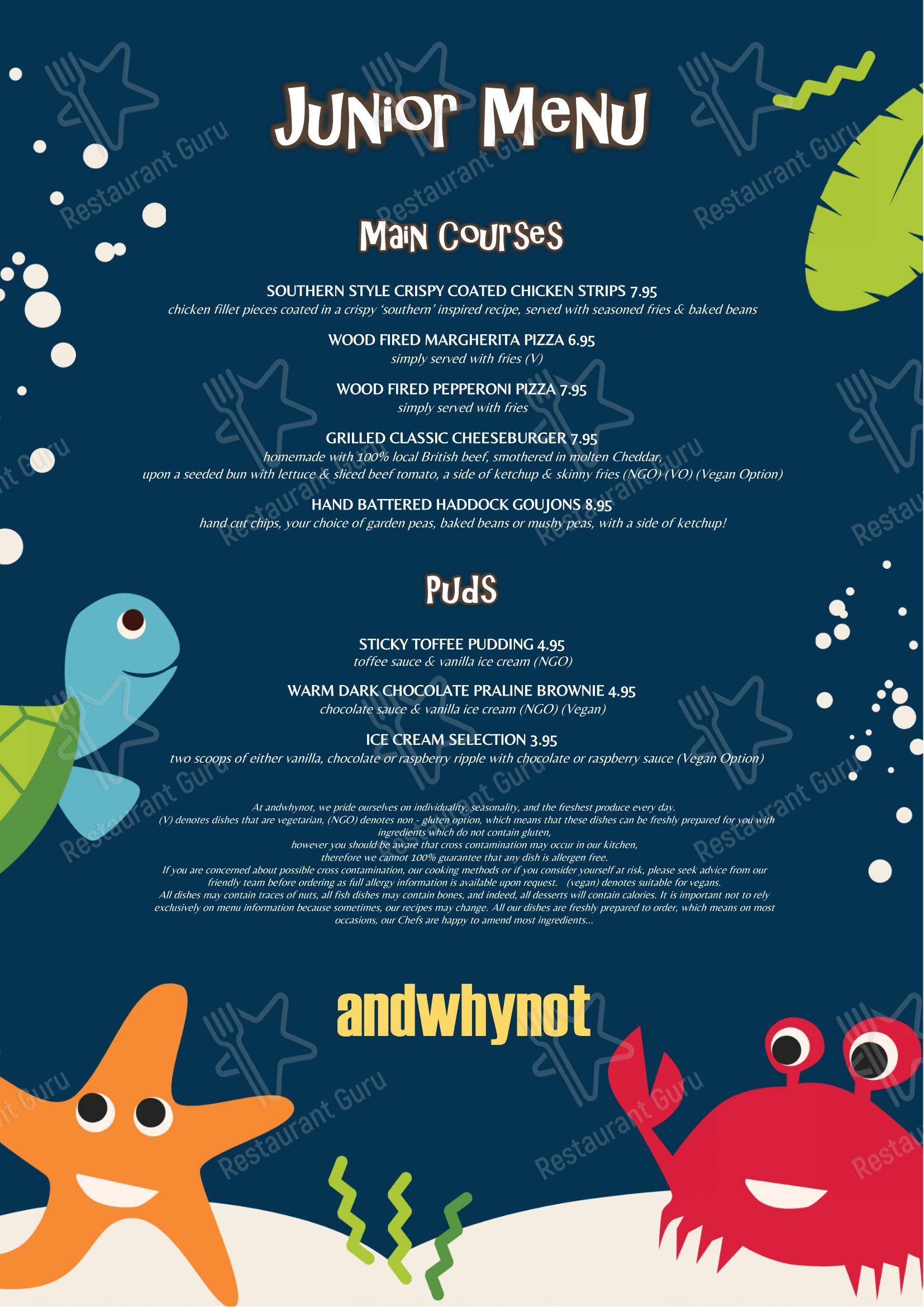 Menu at andwhynot pub & bar, Mansfield