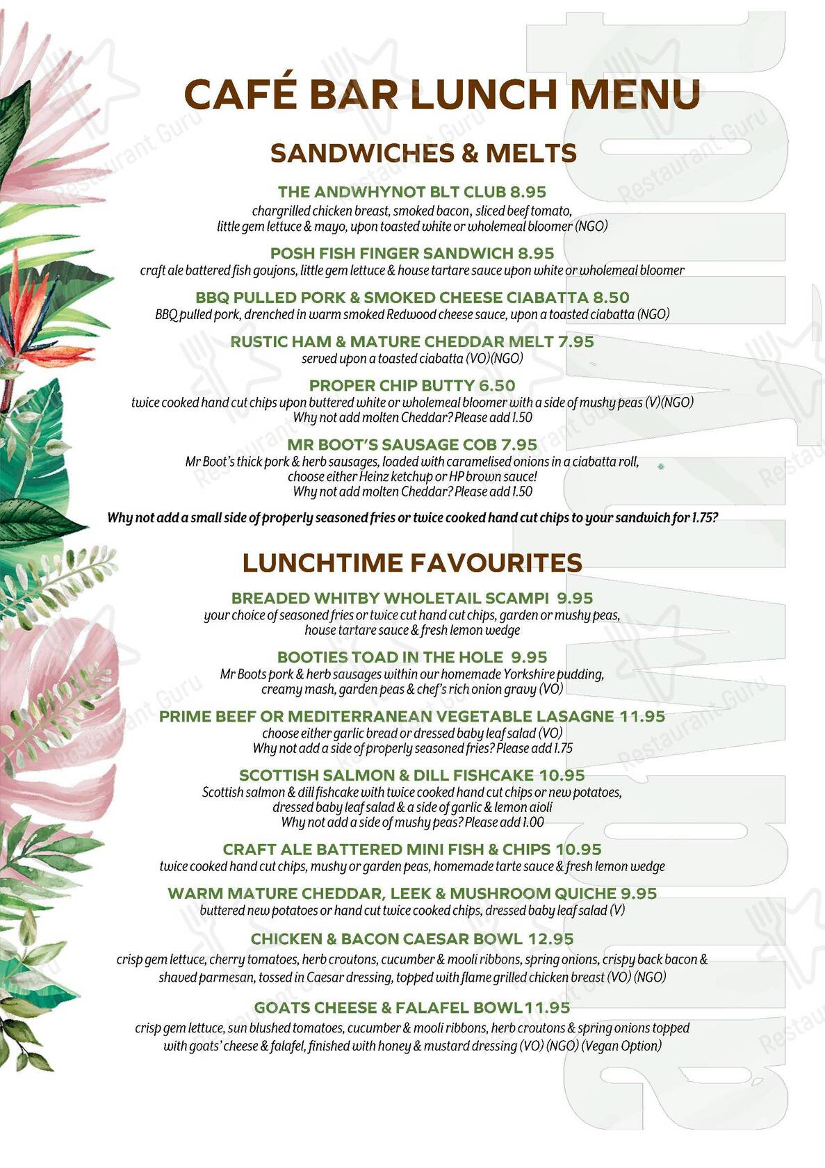 Menu at andwhynot pub & bar, Mansfield