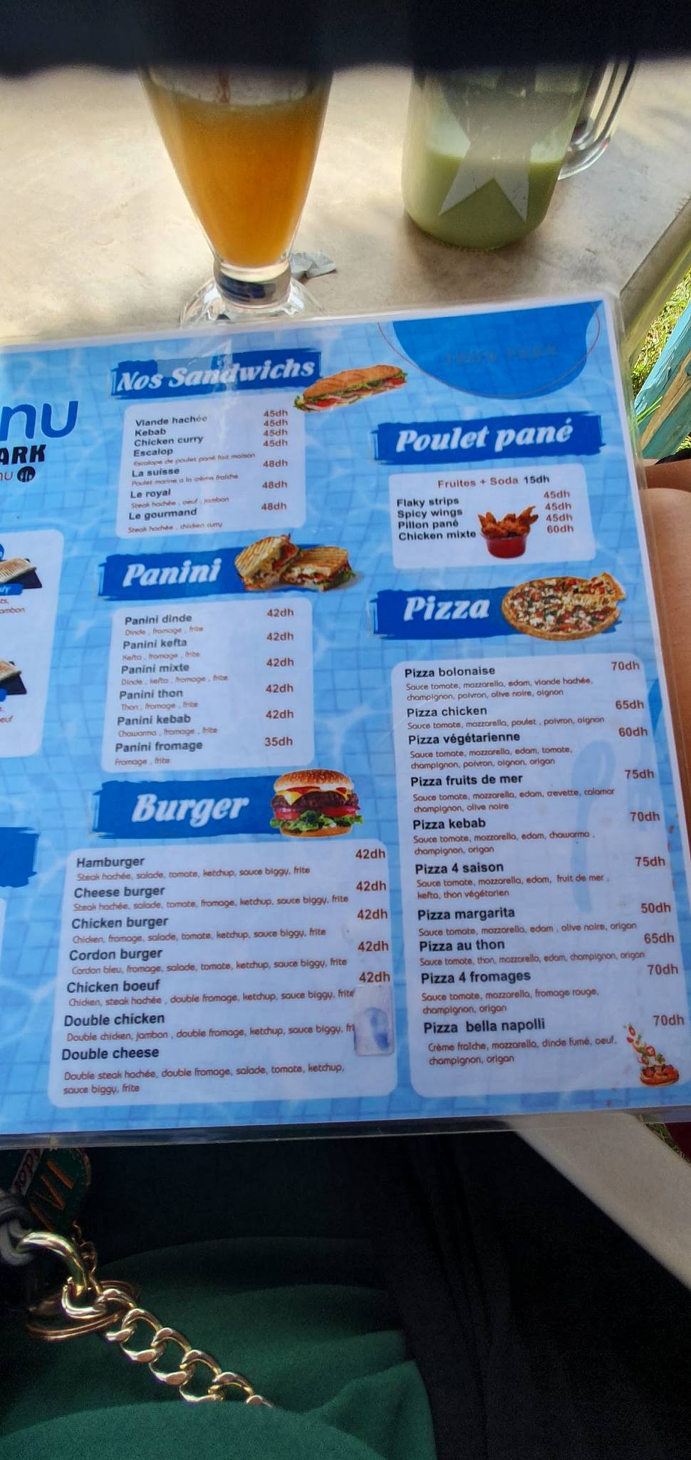 Speisekarte von Trifa Park : Café, Restaurant, BBQ & Piscine, Marokko