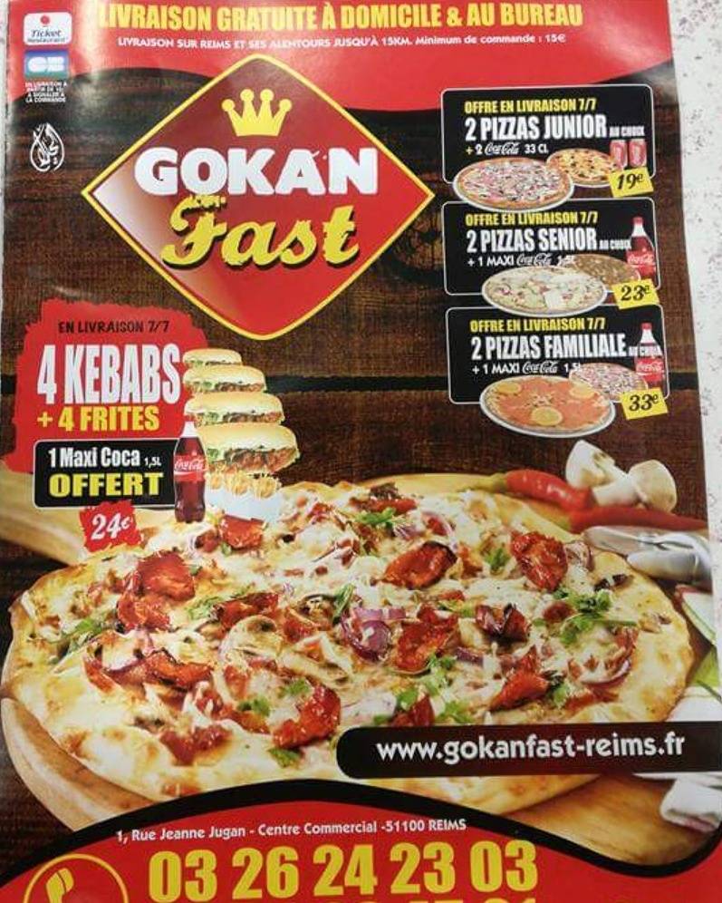 Menu au gokan Fast restaurant, Reims