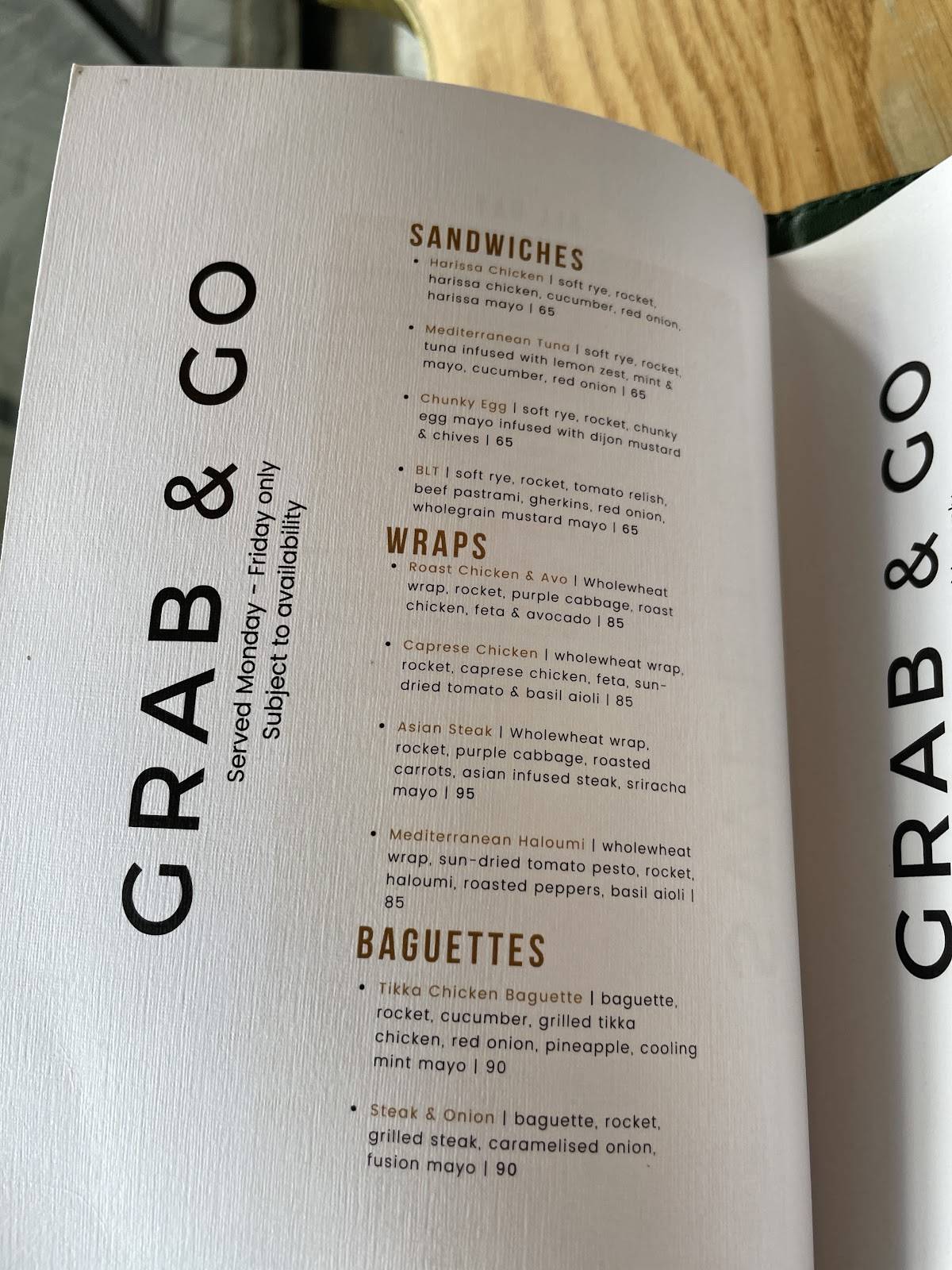 Menu at green dot cafe, Johannesburg, 148 Jan Smuts Ave