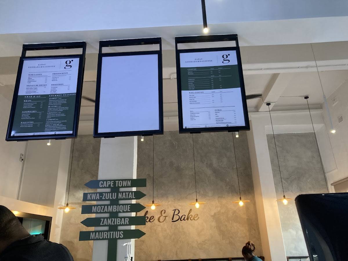Menu at green dot cafe, Johannesburg, 148 Jan Smuts Ave