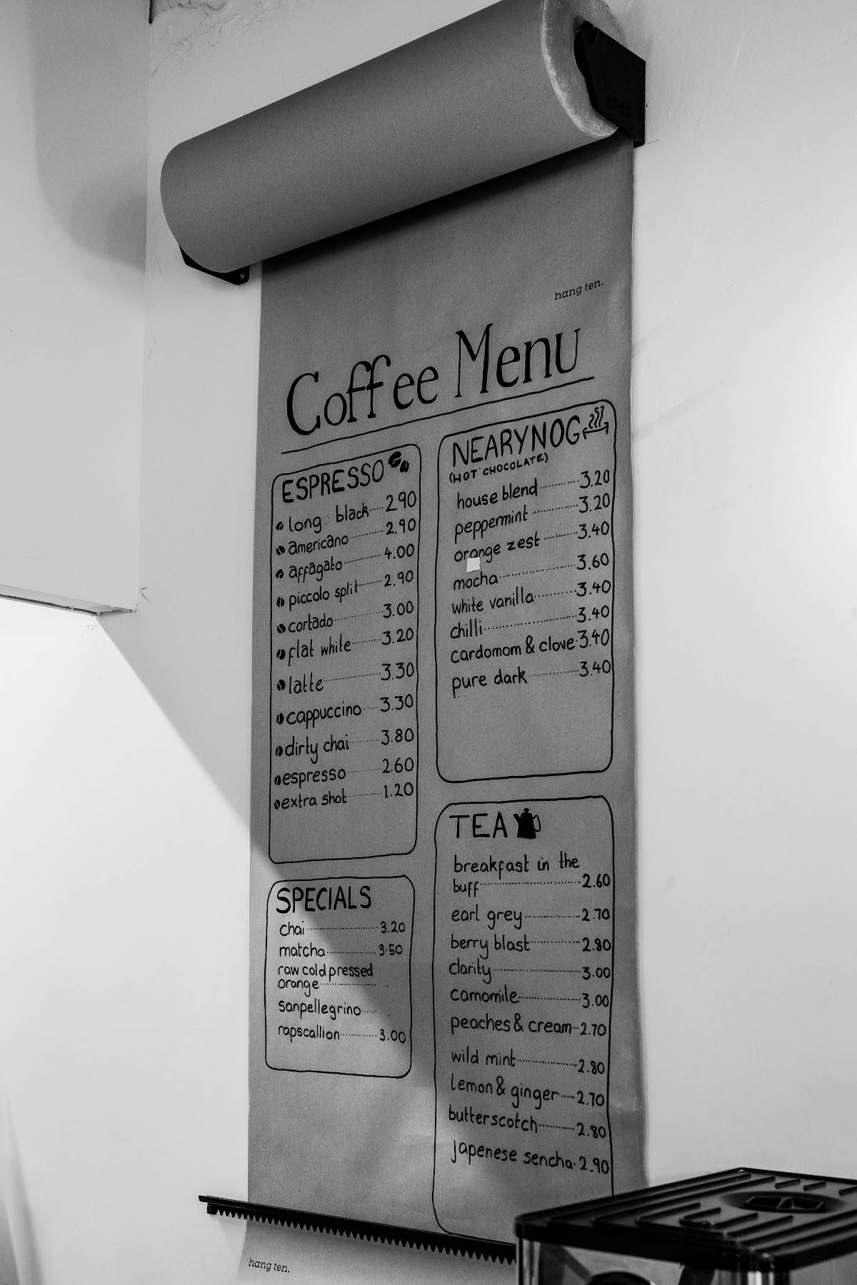 Menu at hang ten.brewbar, Londonderry