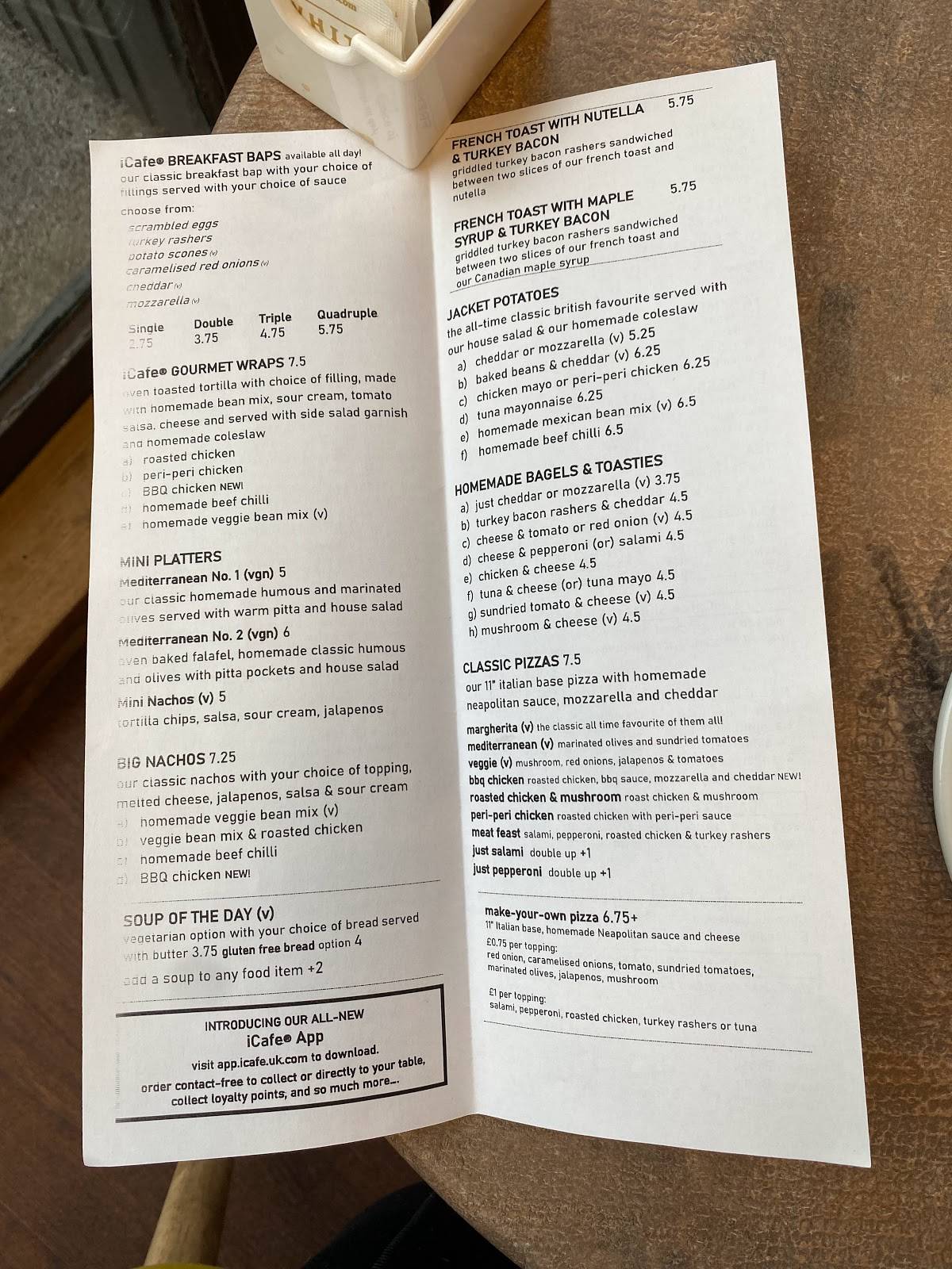 Menu at iCafe Kelvingrove, Glasgow, 250-254 Woodlands Rd