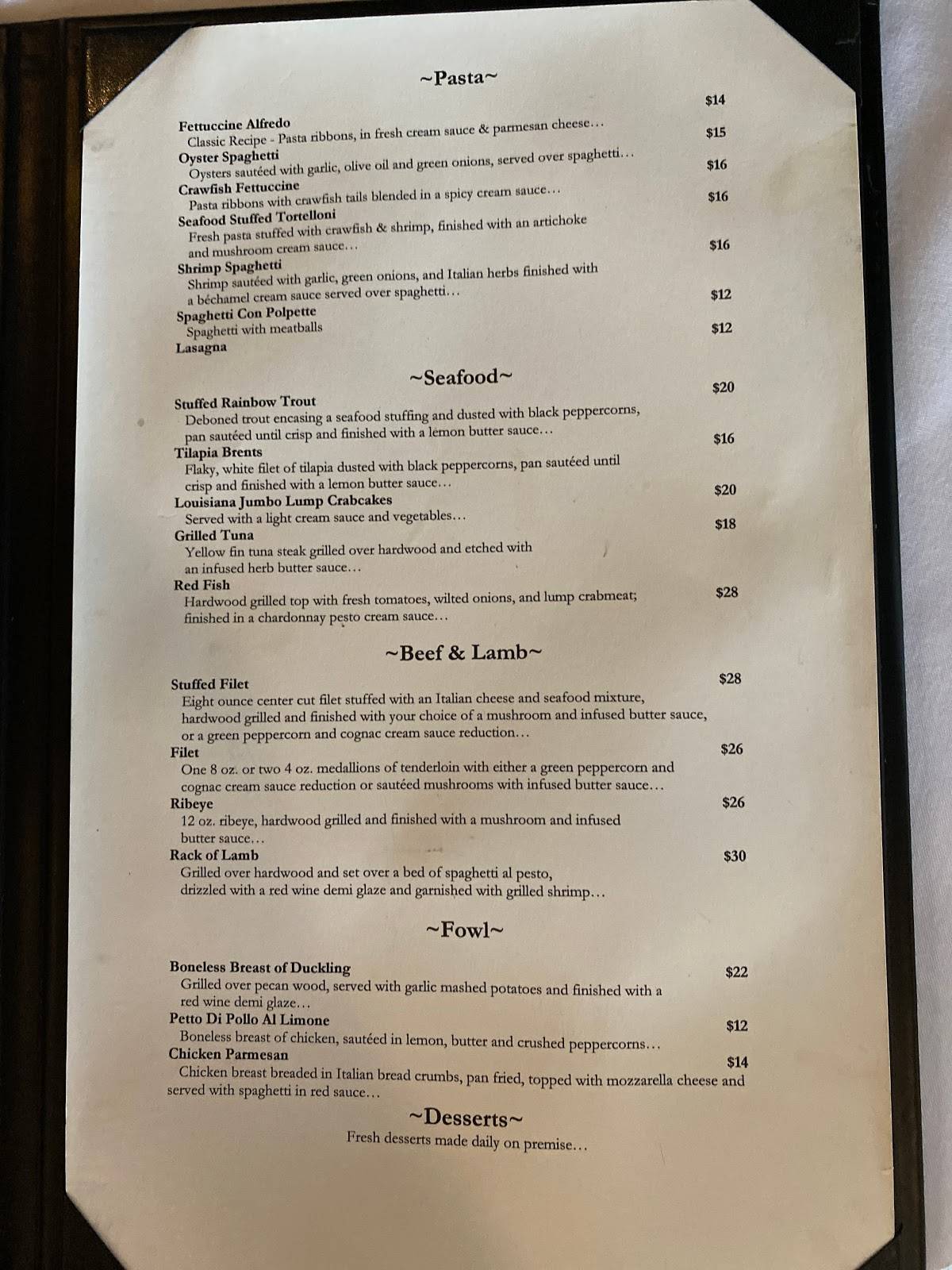 Menu at iMonelli Restaurant, Lafayette