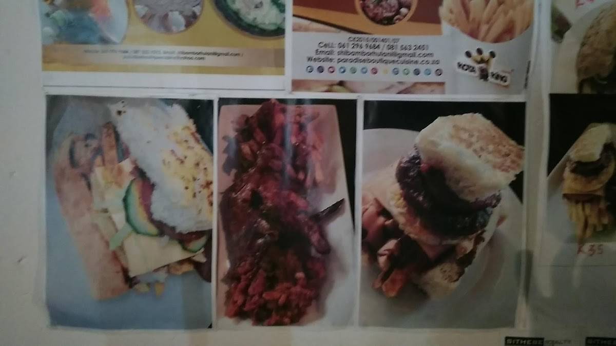 Menu at kota king restaurant, Soweto, Protea Blvd