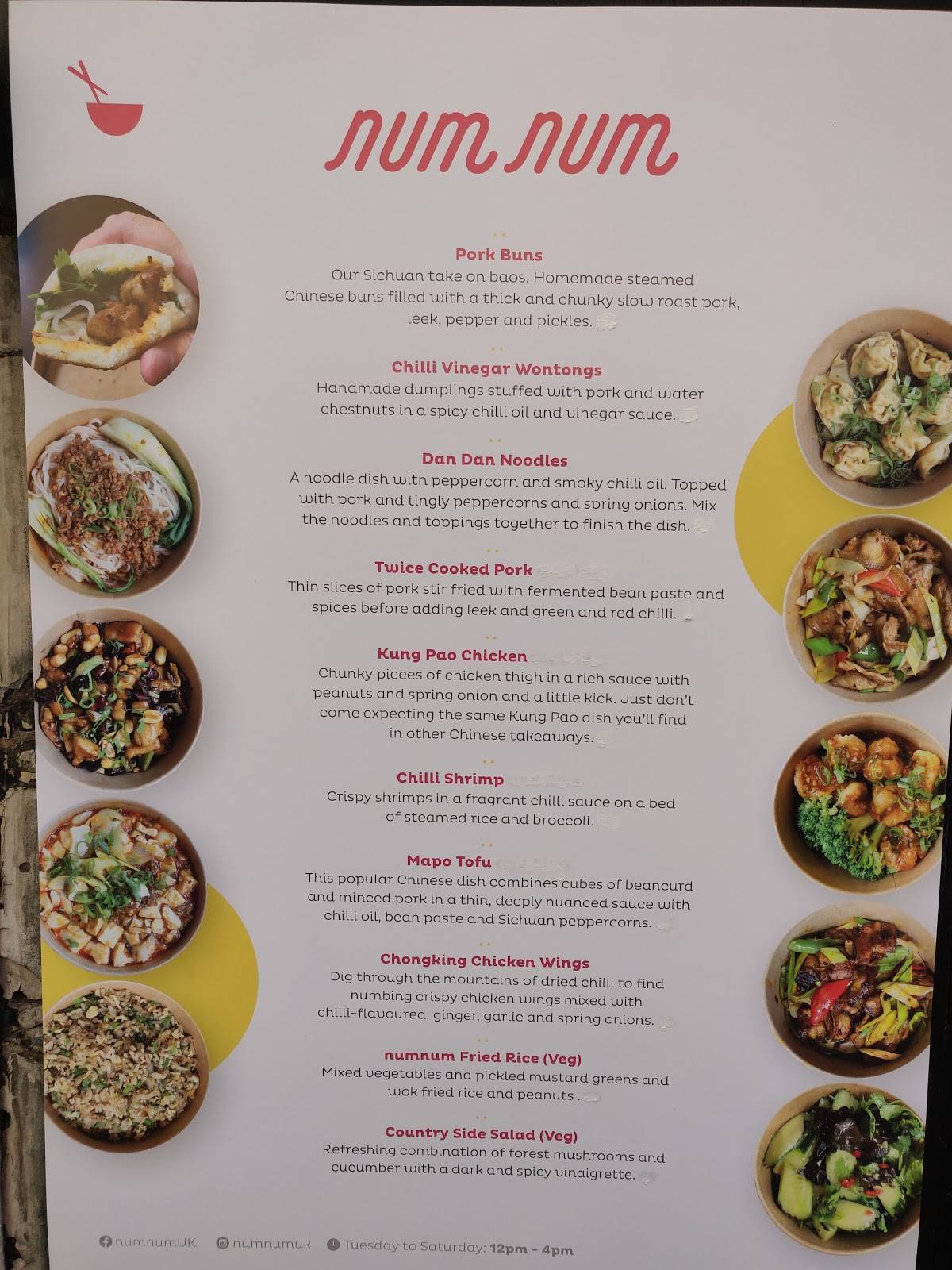 Menu at numnum restaurant, London
