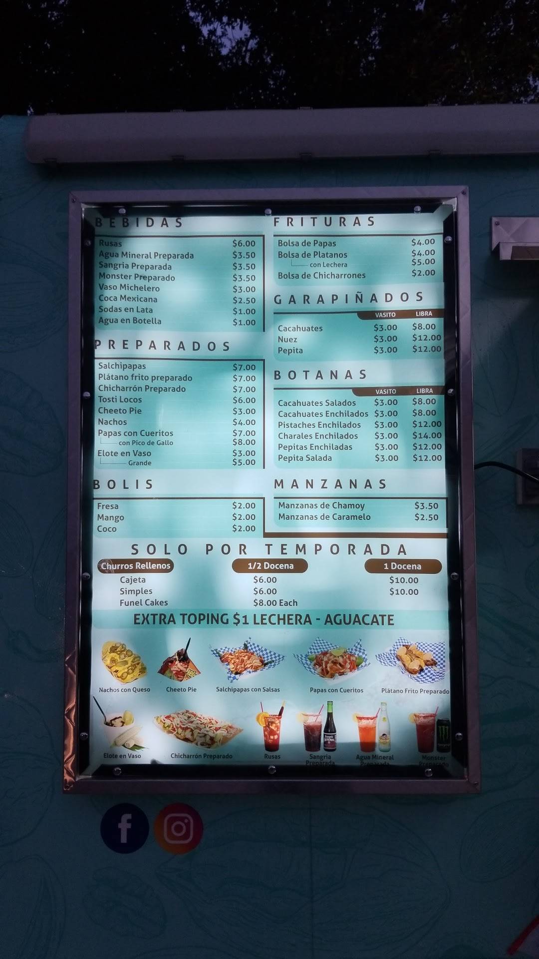Menu at papas locas restaurant, Houston
