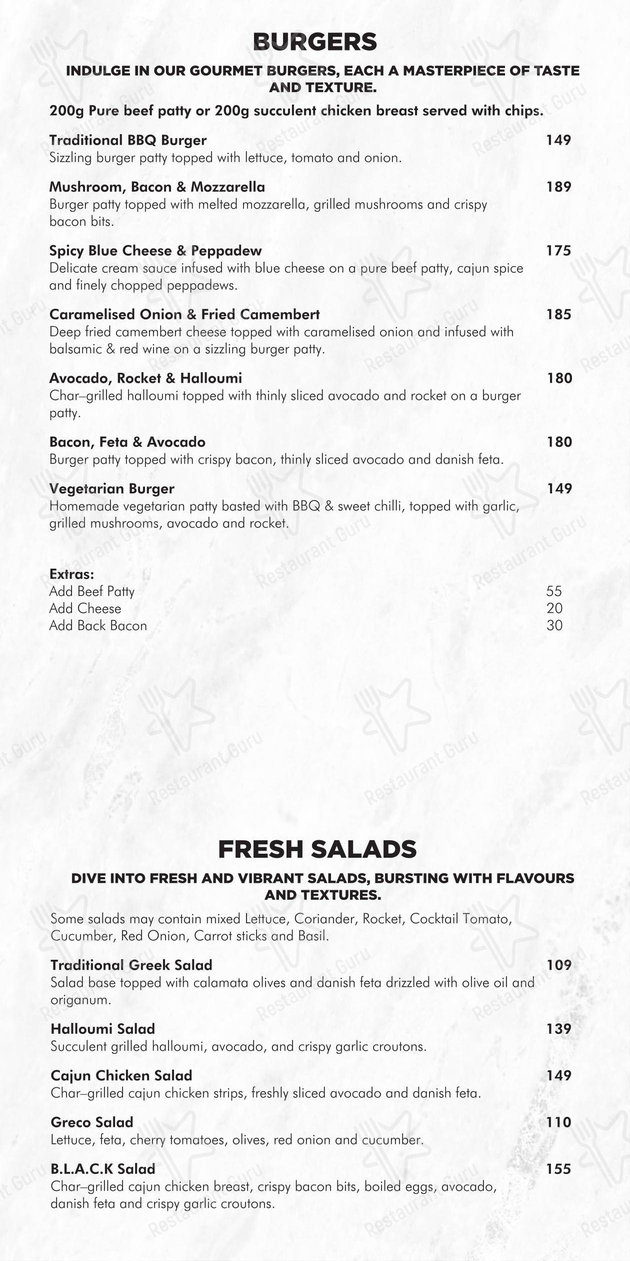 Menu at Black Lounge - Bistro & Cocktail Lounge pub & bar, Durban, 7 ...