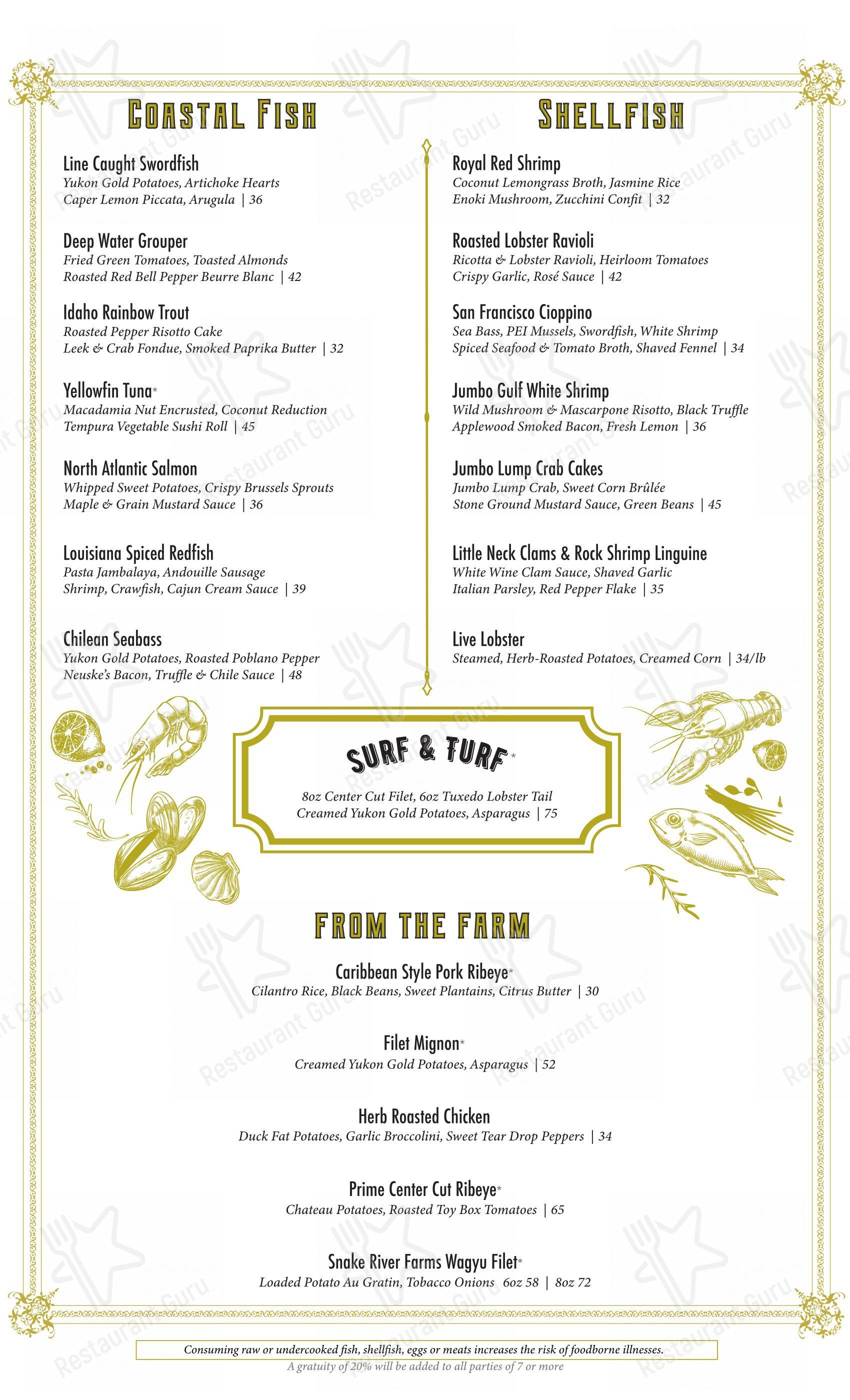Menu at Coastal Fish Company restaurant, Memphis
