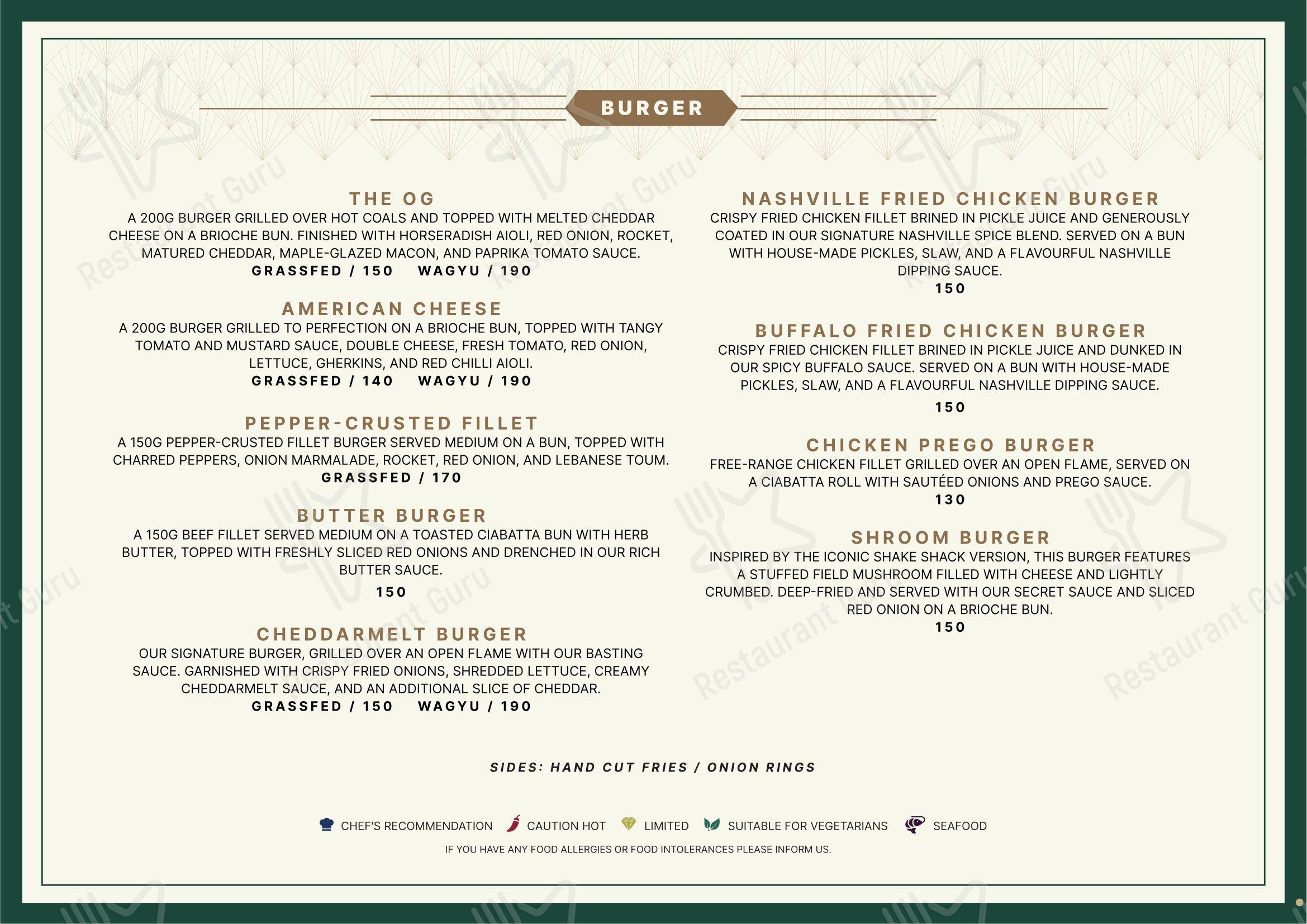 Menu at Conscious Carnivores restaurant, Cape Town