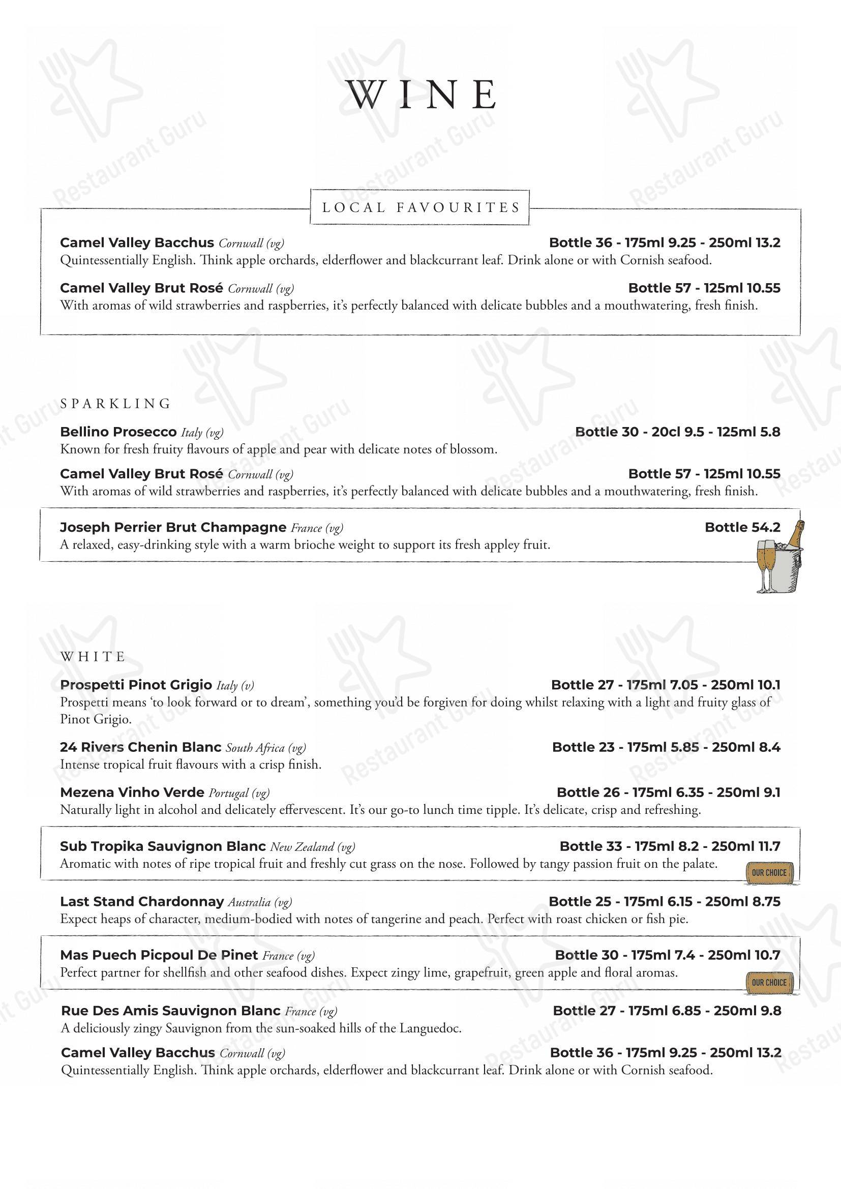 Menu at County Arms, Truro pub & bar, Truro