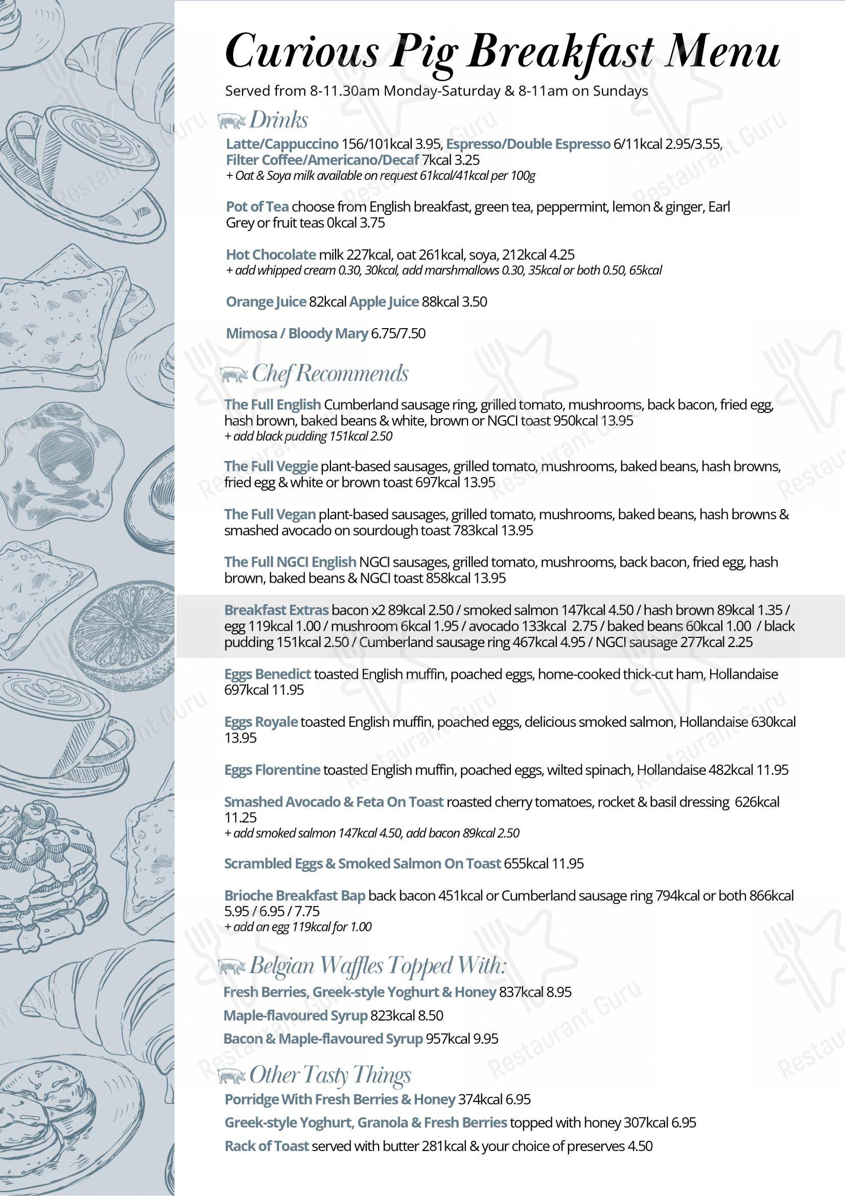 Menu at Curious Pig in the Parlour pub & bar, Copthorne