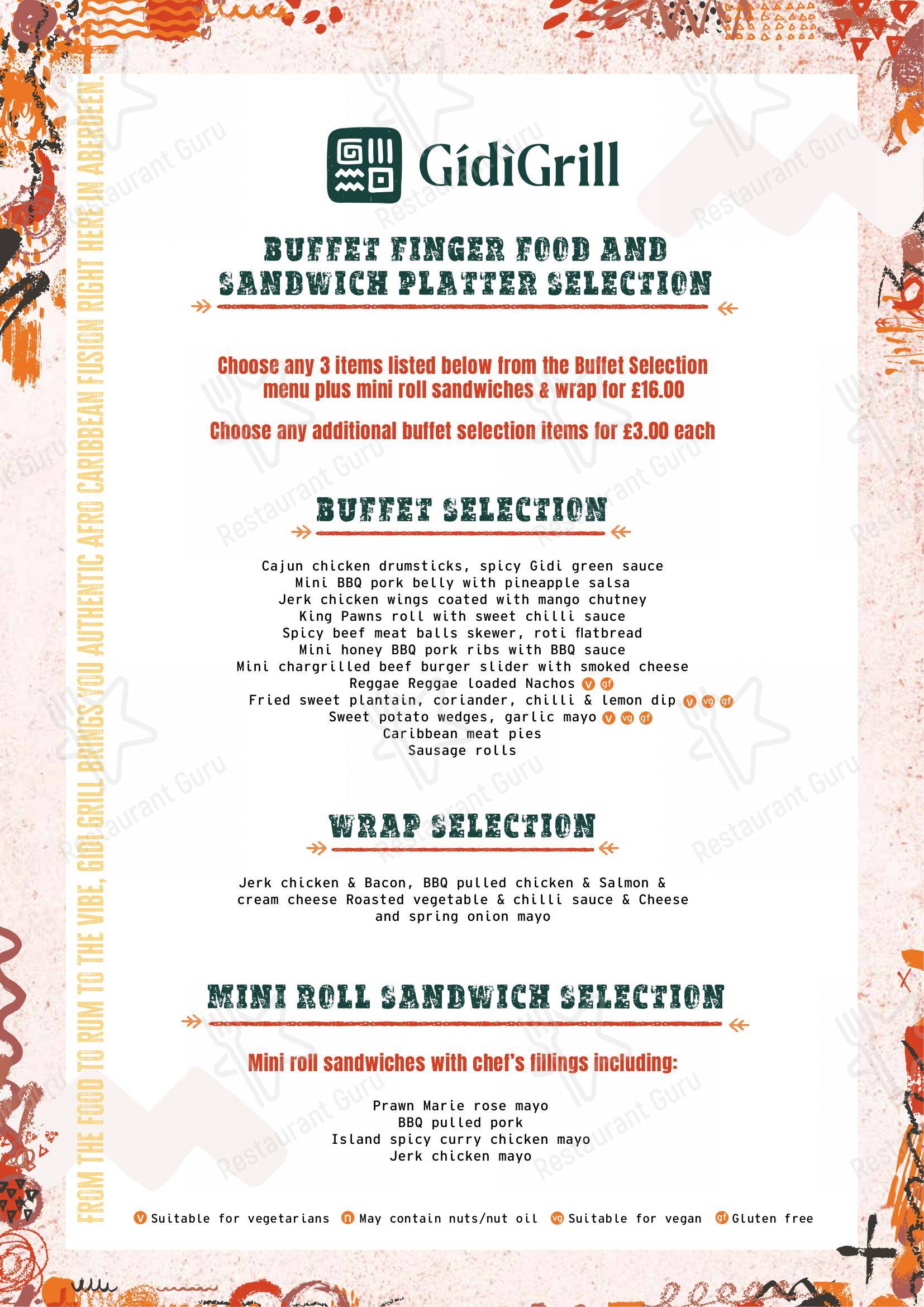 Menu at Gidi Grill, Dundee BBQ, Dundee