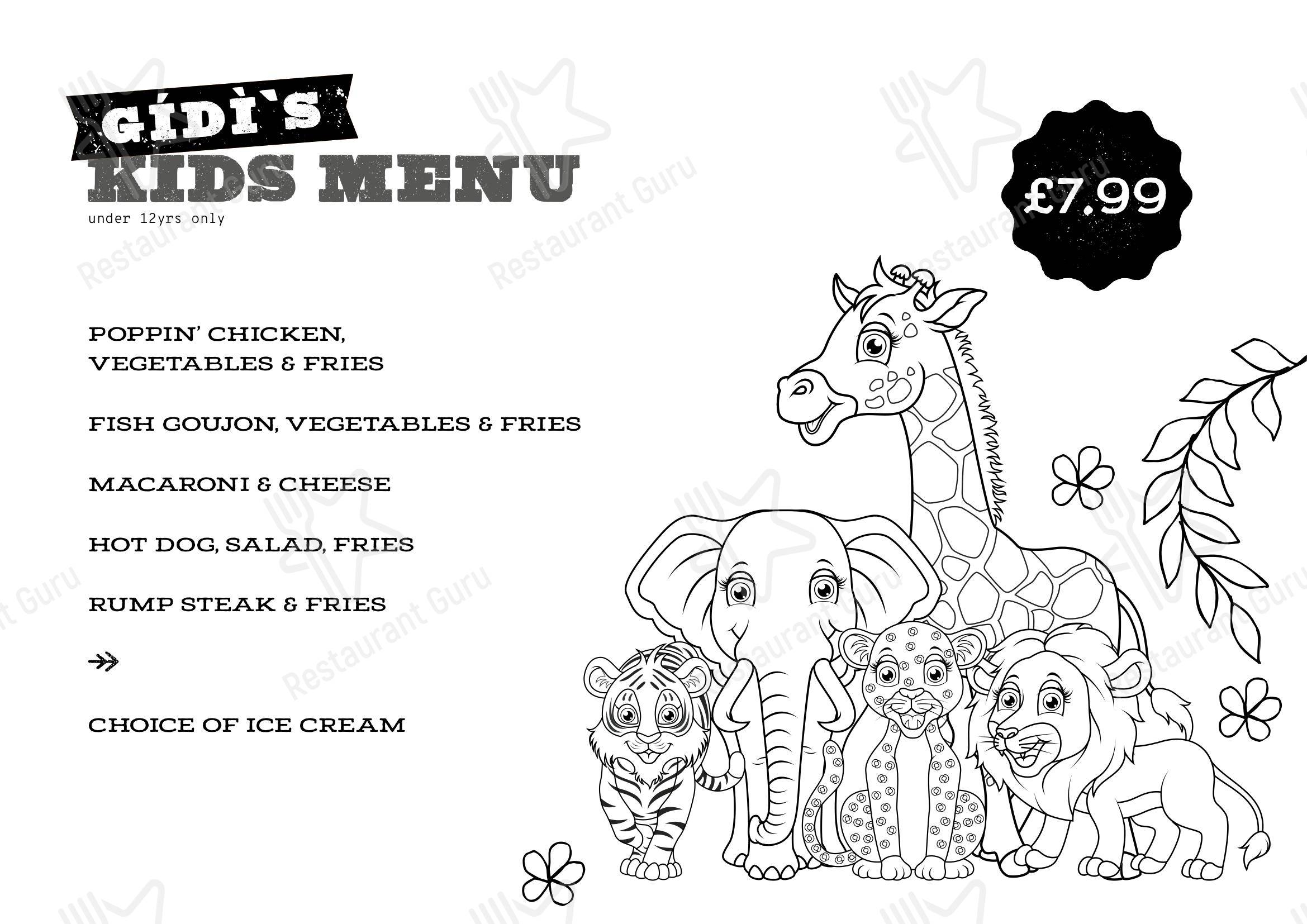 Menu at Gidi Grill, Dundee BBQ, Dundee