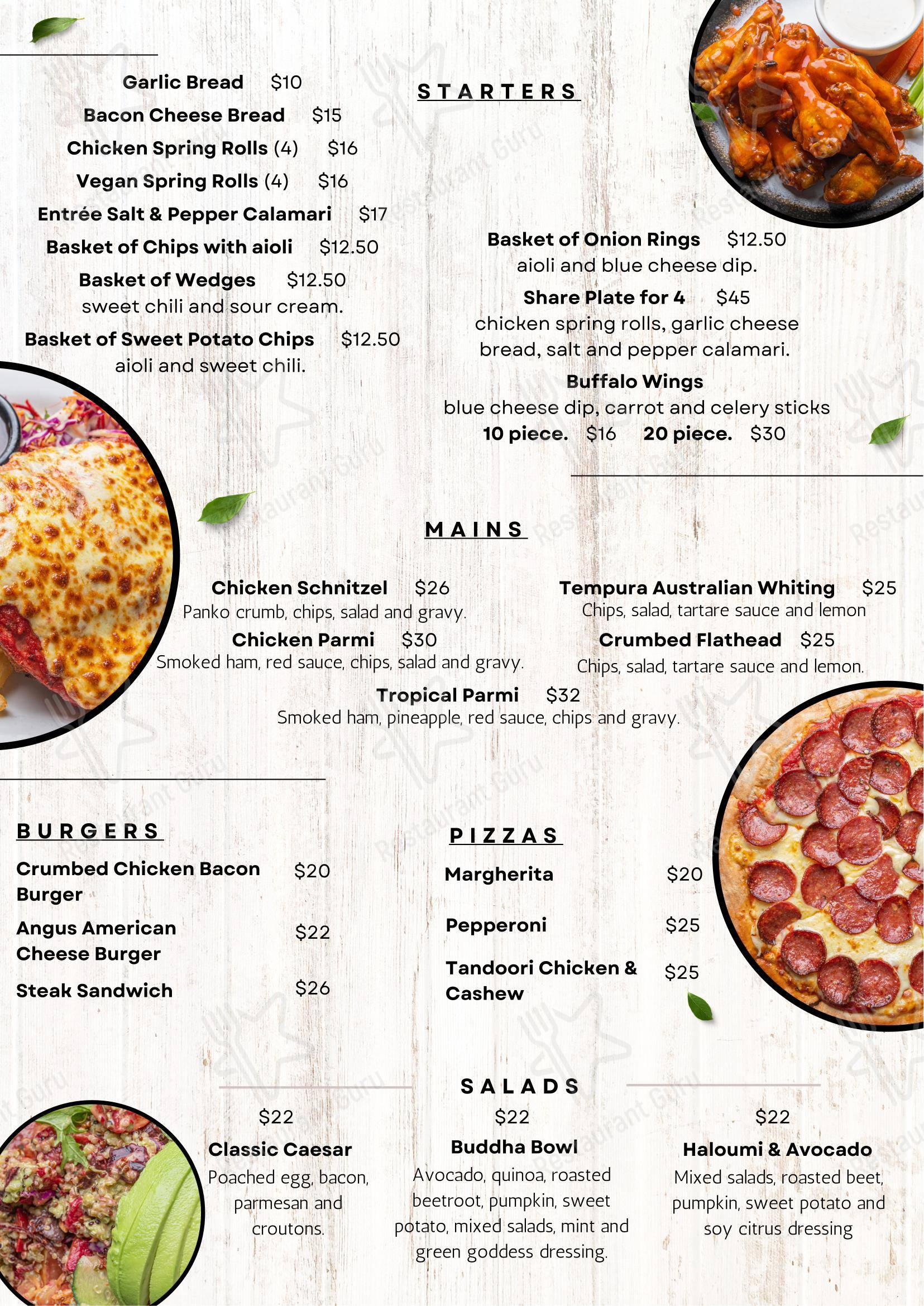 Menu at Hotel Monier pub & bar, Darra, 168 Monier Rd